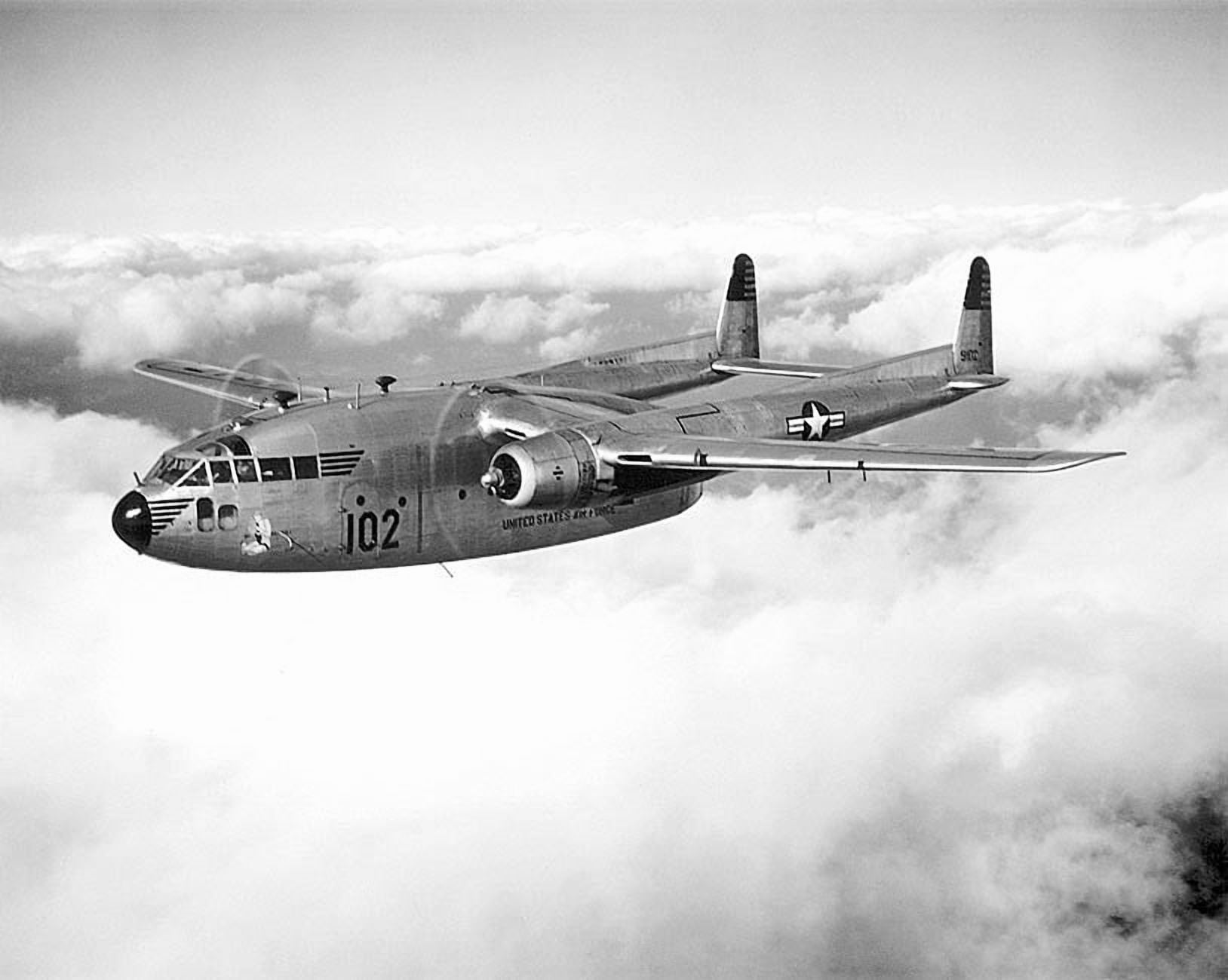 Fairchild C-119 Flying Boxcar in Flight - 24x36 Inch Glossy Laminated ...