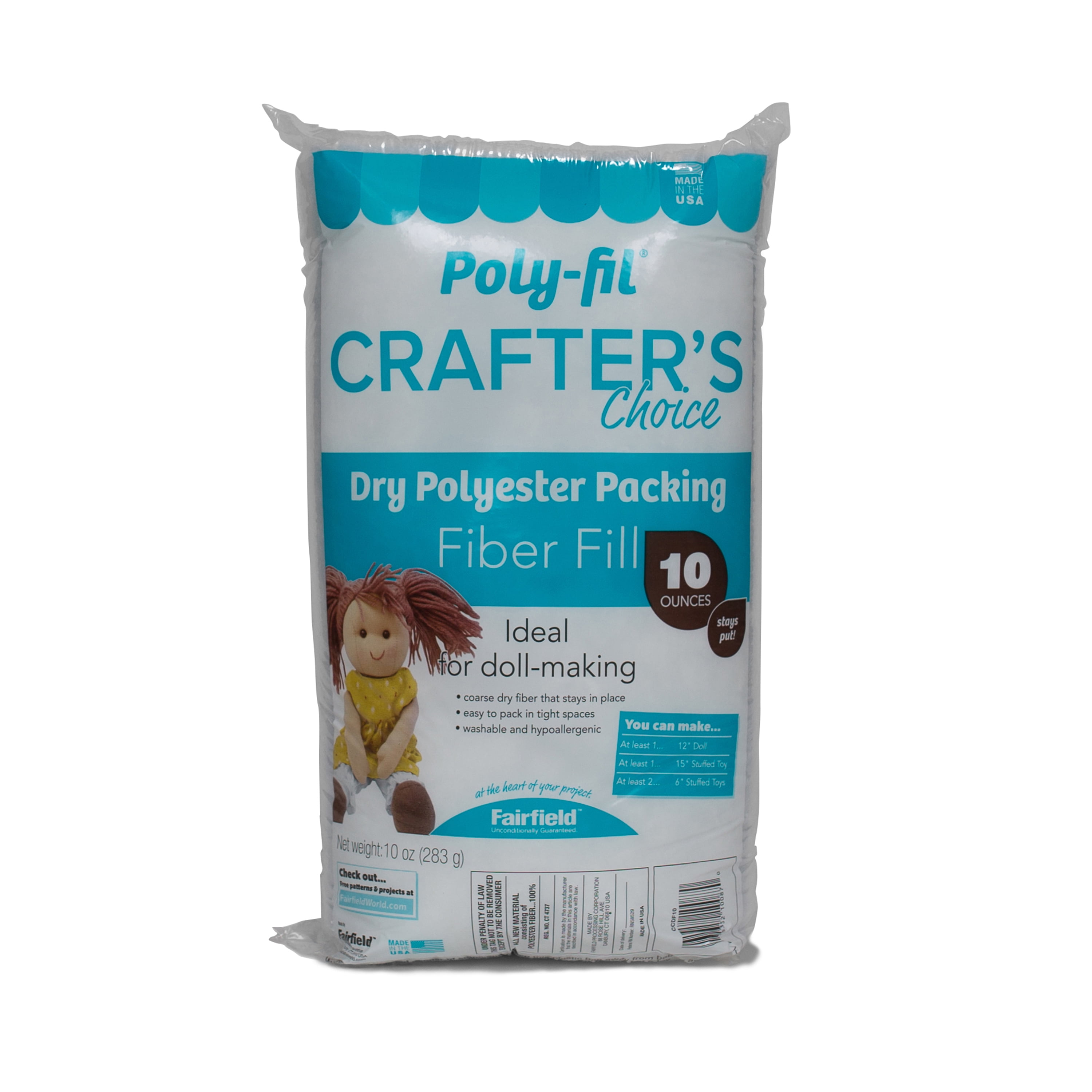 Fairfield White Craft Polyester Fiber Filling 10 oz for Stuffed Toys ...
