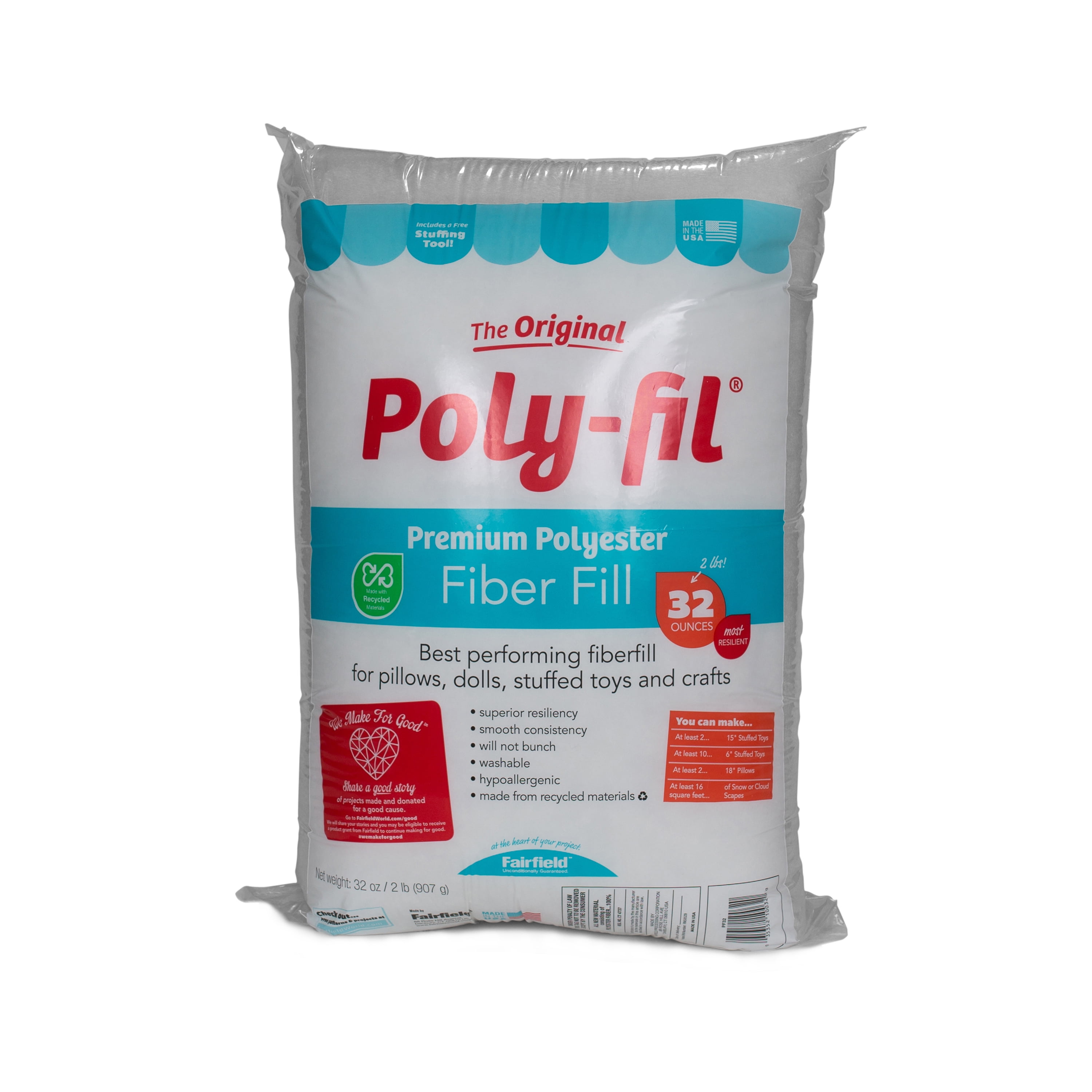 Fairfield's Poly-Fil Premium Crafters Polyester Fiber Fill, 32 oz ...