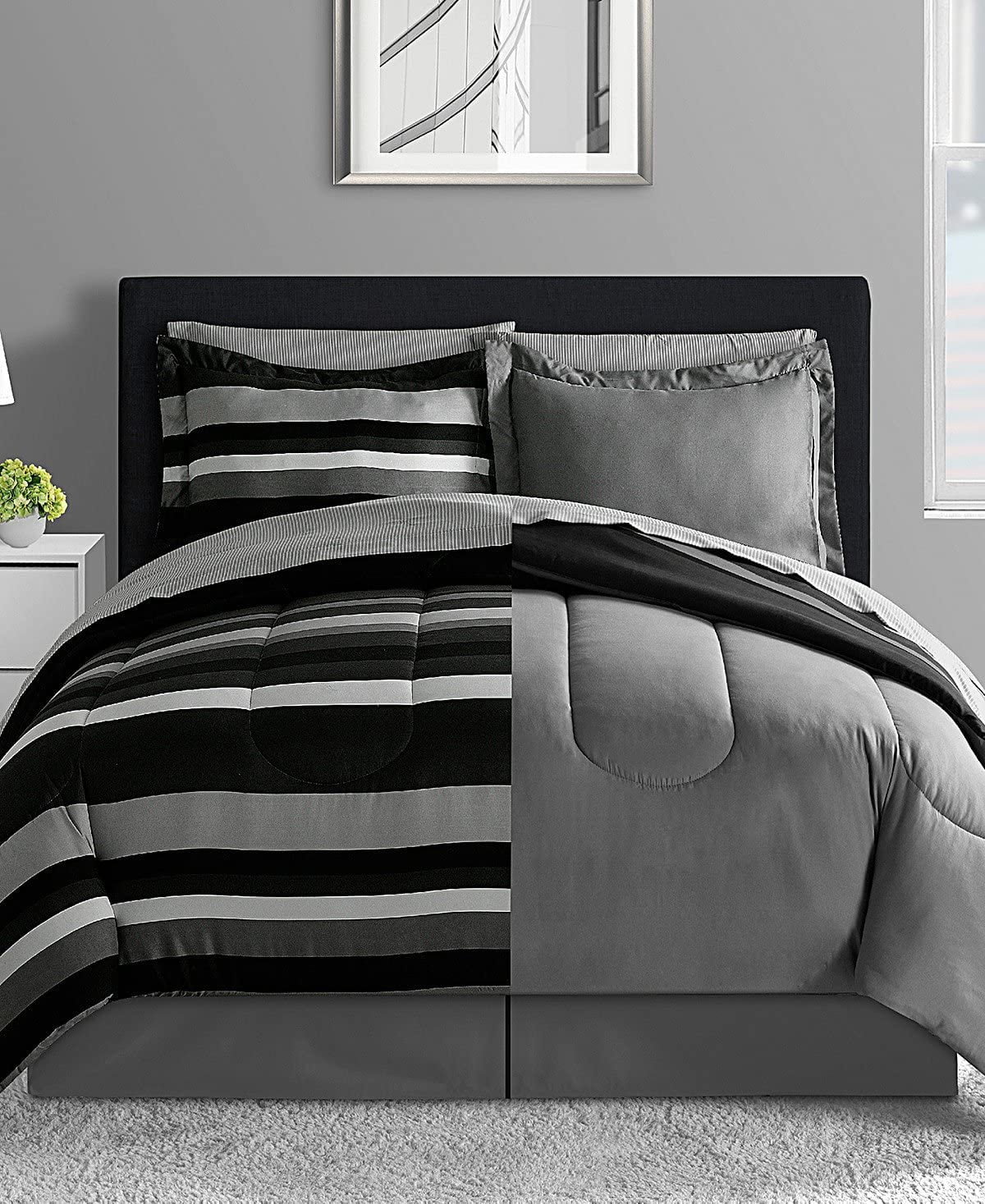 Fairfield Square Collection Austin Stripe/Solid Reversible 8 Pc ...