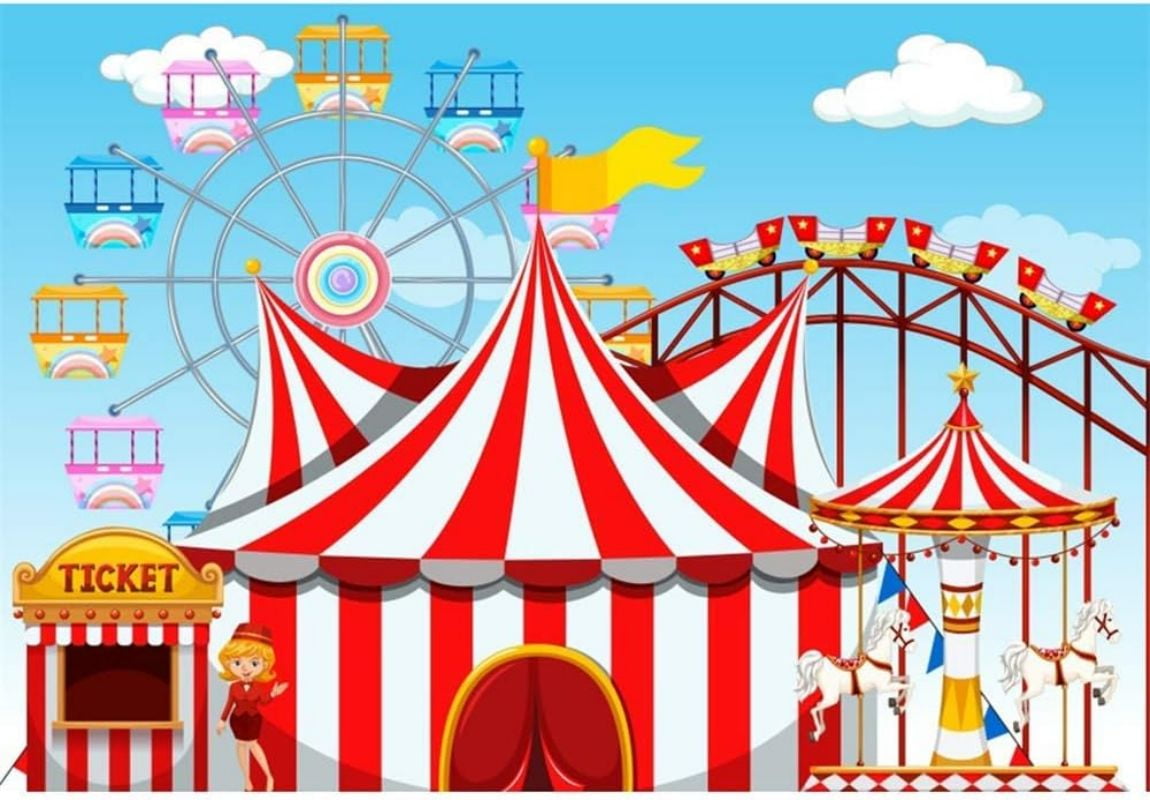 Fairground Circus Tent Backdrop Amusement Park Ferris Wheel s ...