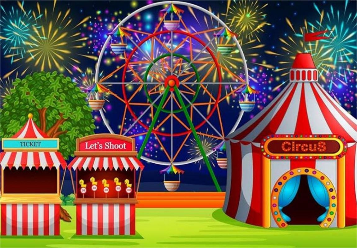 Fairground Circus Tent Backdrop Amusement Park Ferris Wheel s ...