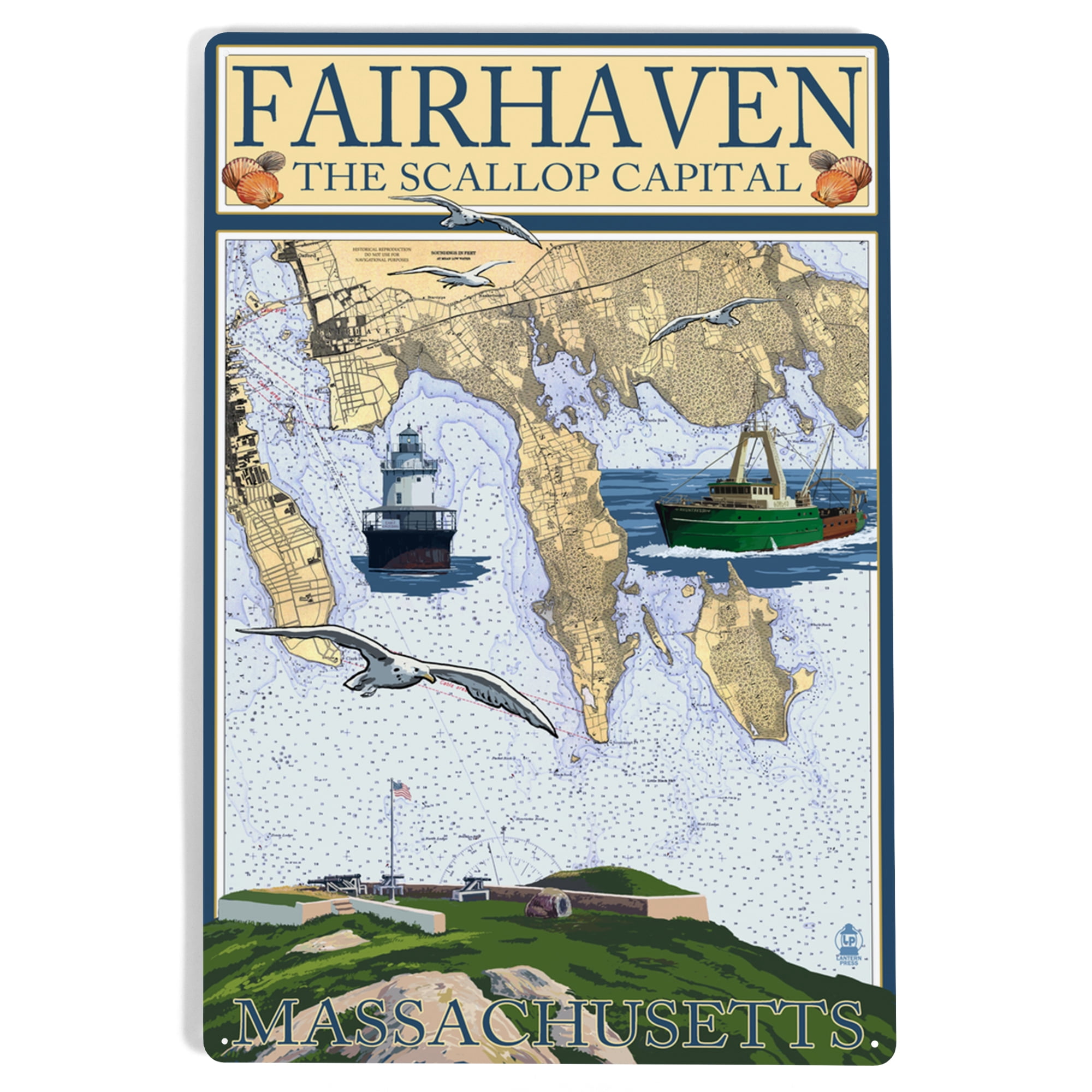 Fairhaven, Massachusetts Chart and Views (12x18 Aluminum Art, Indoor ...