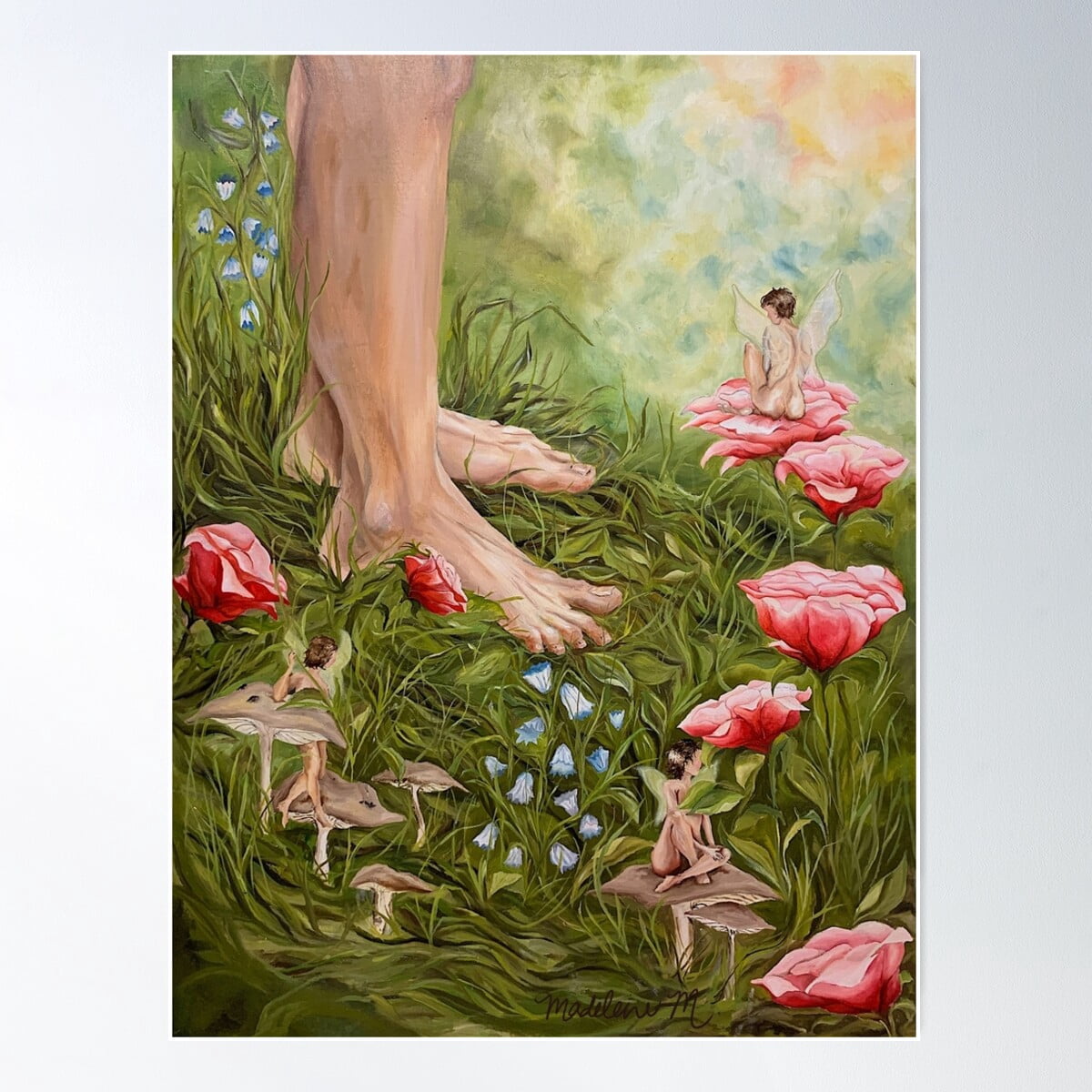 Fairies In The Garden Poster Wall Art, Modern Wall Decor For Living ...
