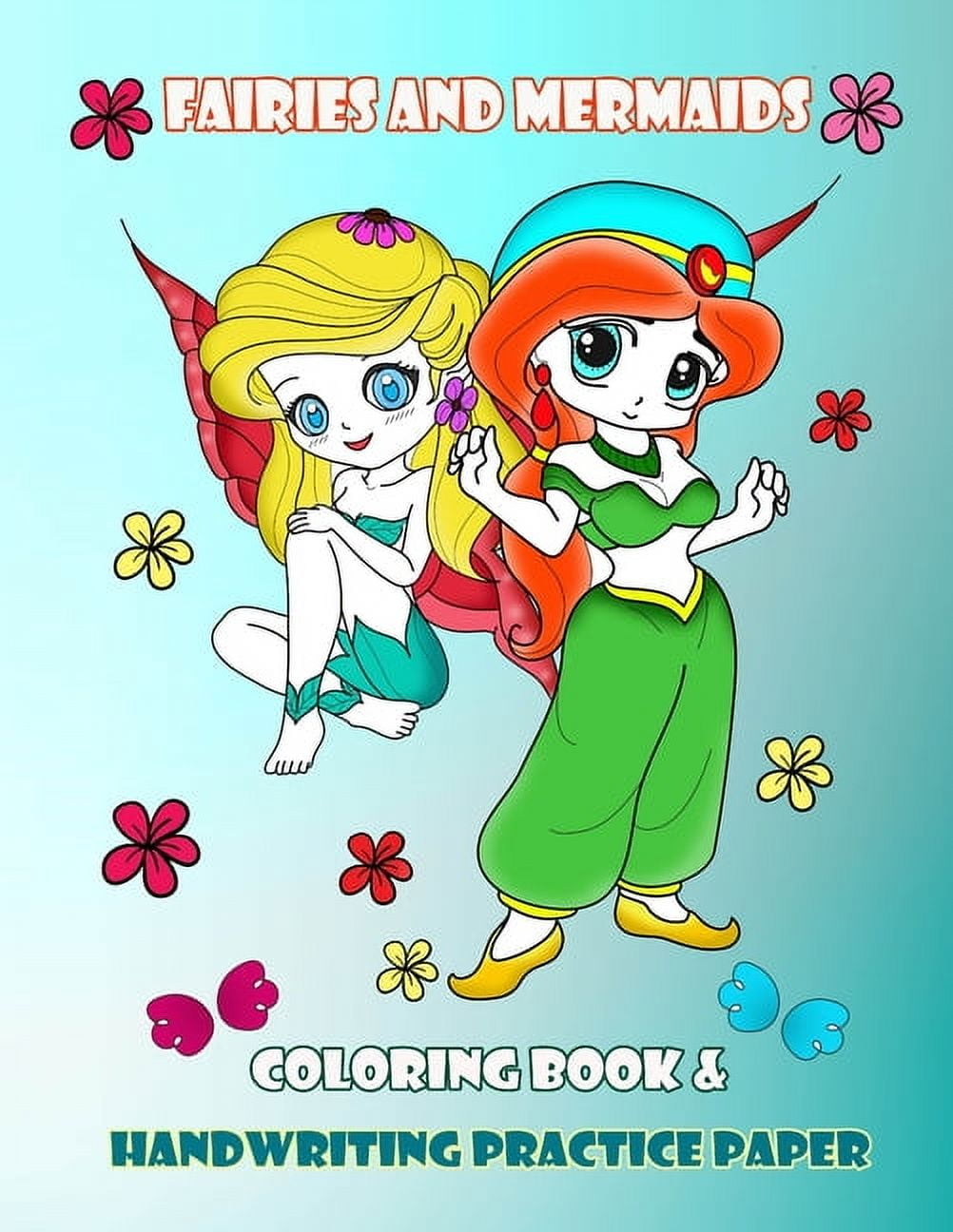 Fairies And Mermaids Coloring Book & Handwriting Practice Paper ...