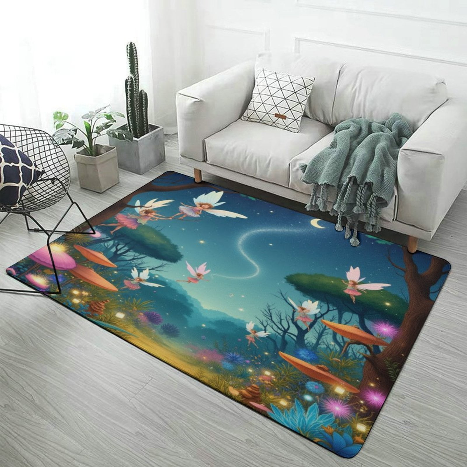 Fairies in Enchanted Forest Area Rugs Soft Carpet Suitable for Living ...