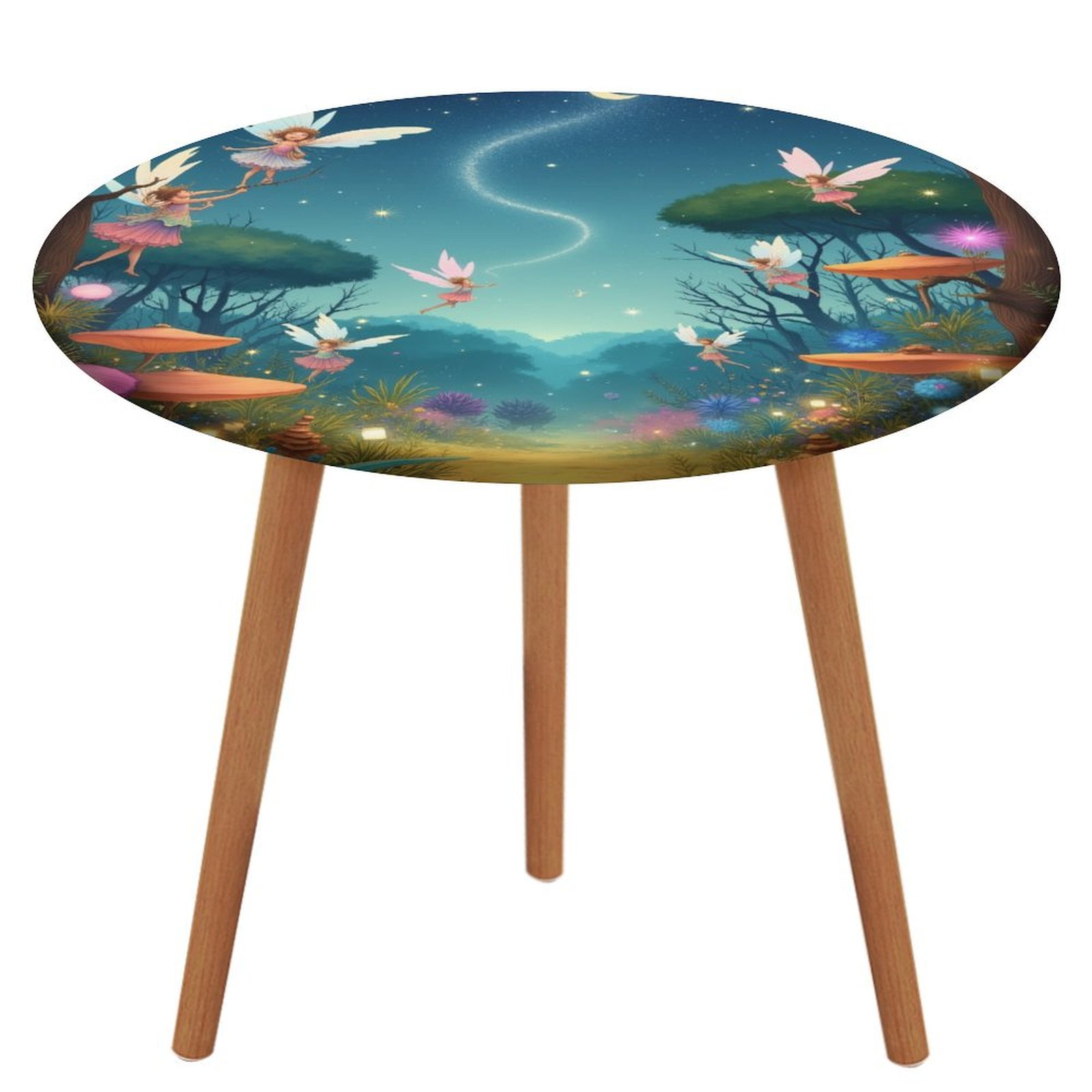 Fairies in Enchanted Forest Pattern Round Tablecloth Waterproof Elastic ...