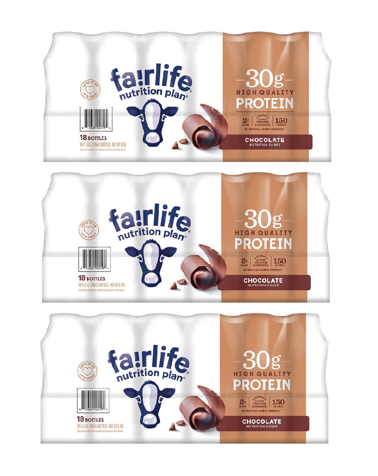 Fairlife Nutrition Plan, 30g Protein Shake, Chocolate, 11.5 fl oz, 18 ...
