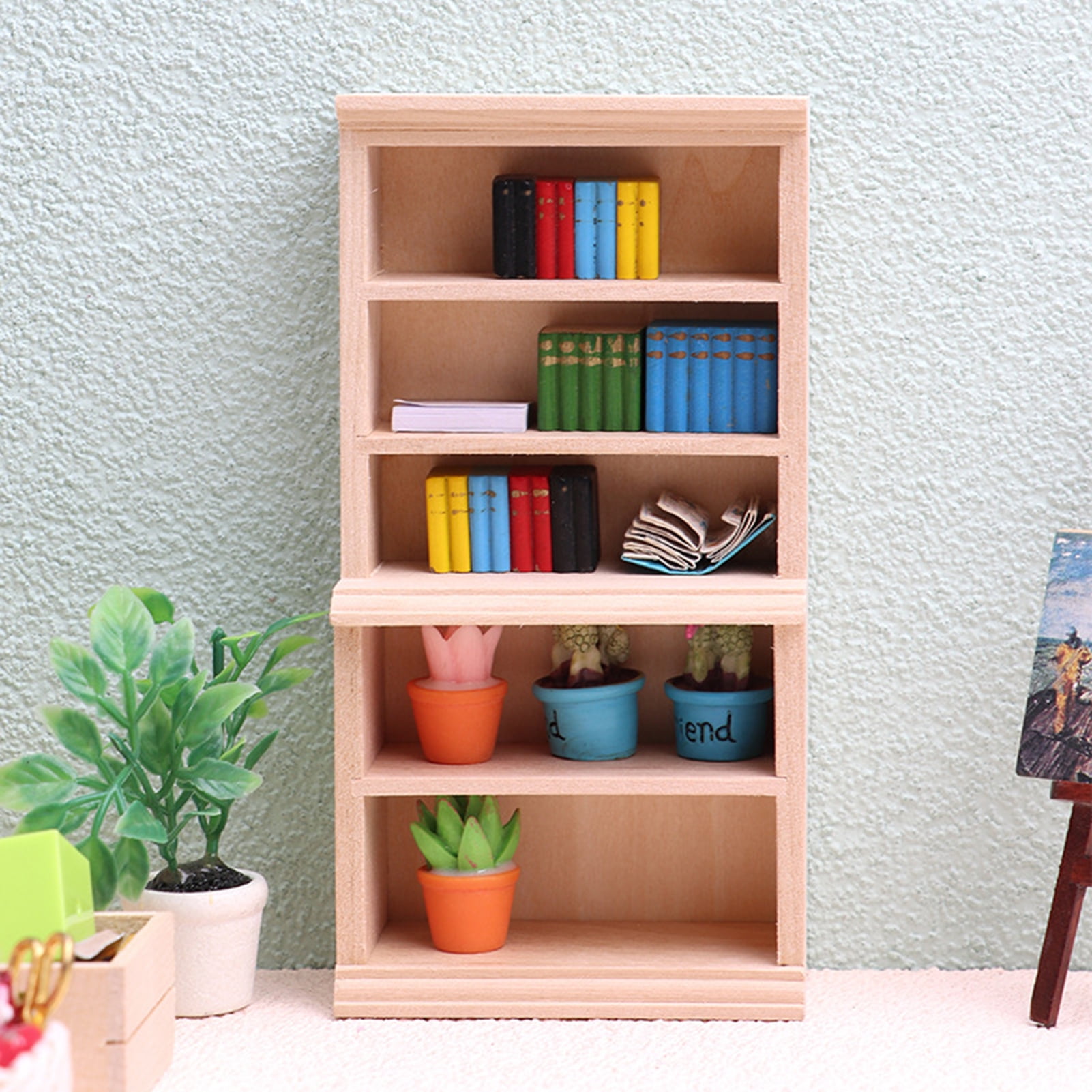 Fairnull 1:12 Dollhouse Bookshelf High Reduction Realistic Decorative ...