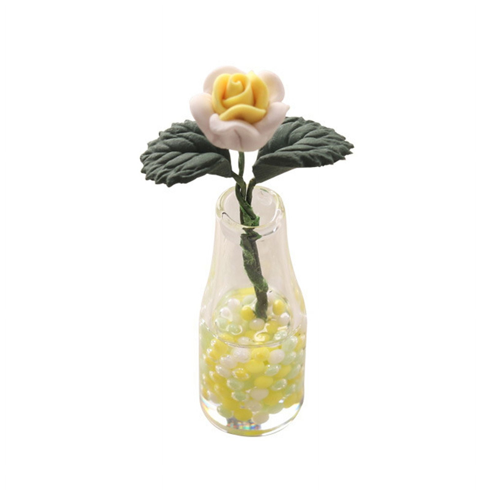 Fairnull 1/12 Scale Dollhouse Miniature Rose Vase Potted Plant ...