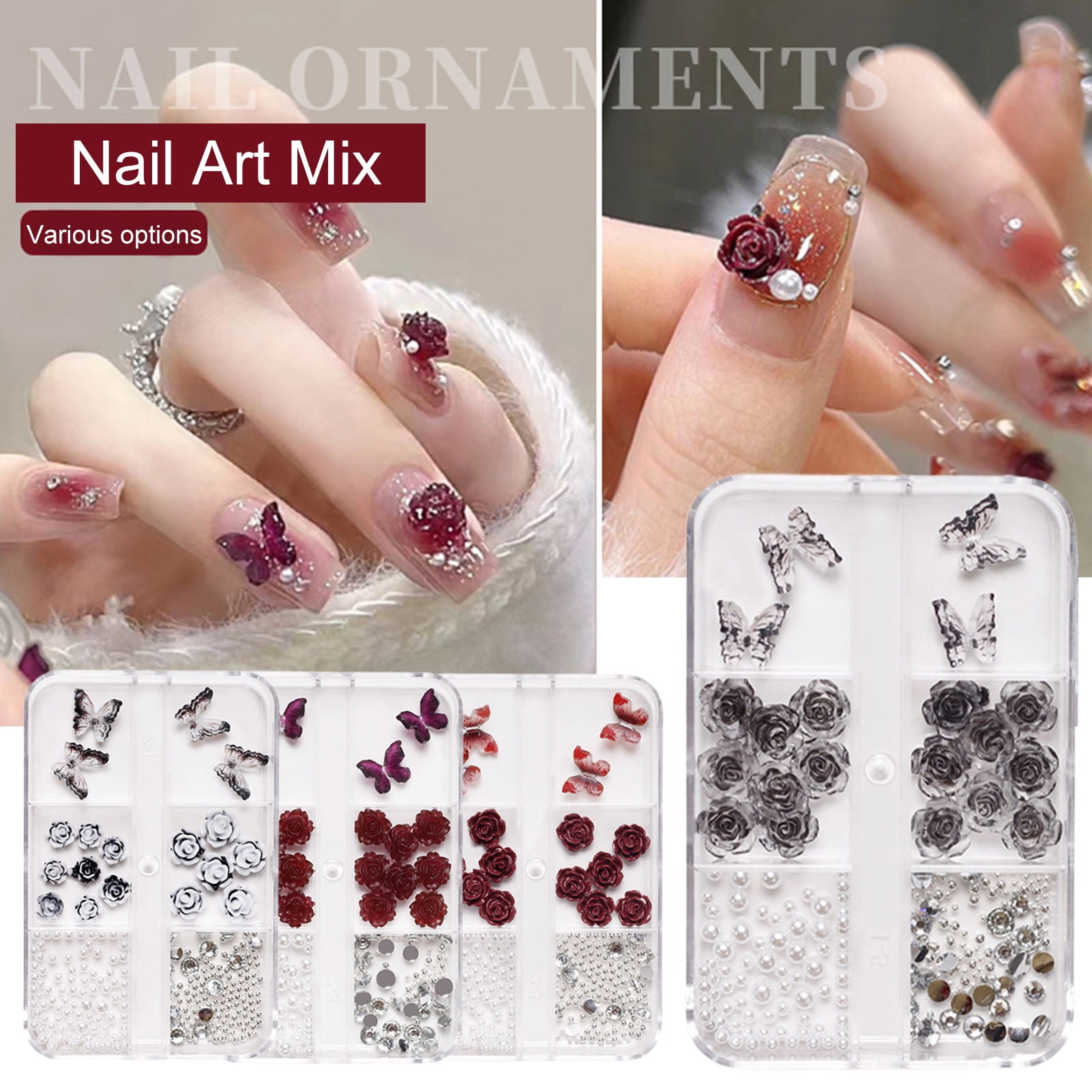 Fairnull 1 Box Nail Art Charm Glittering Retro Easy to Paste Stunning ...