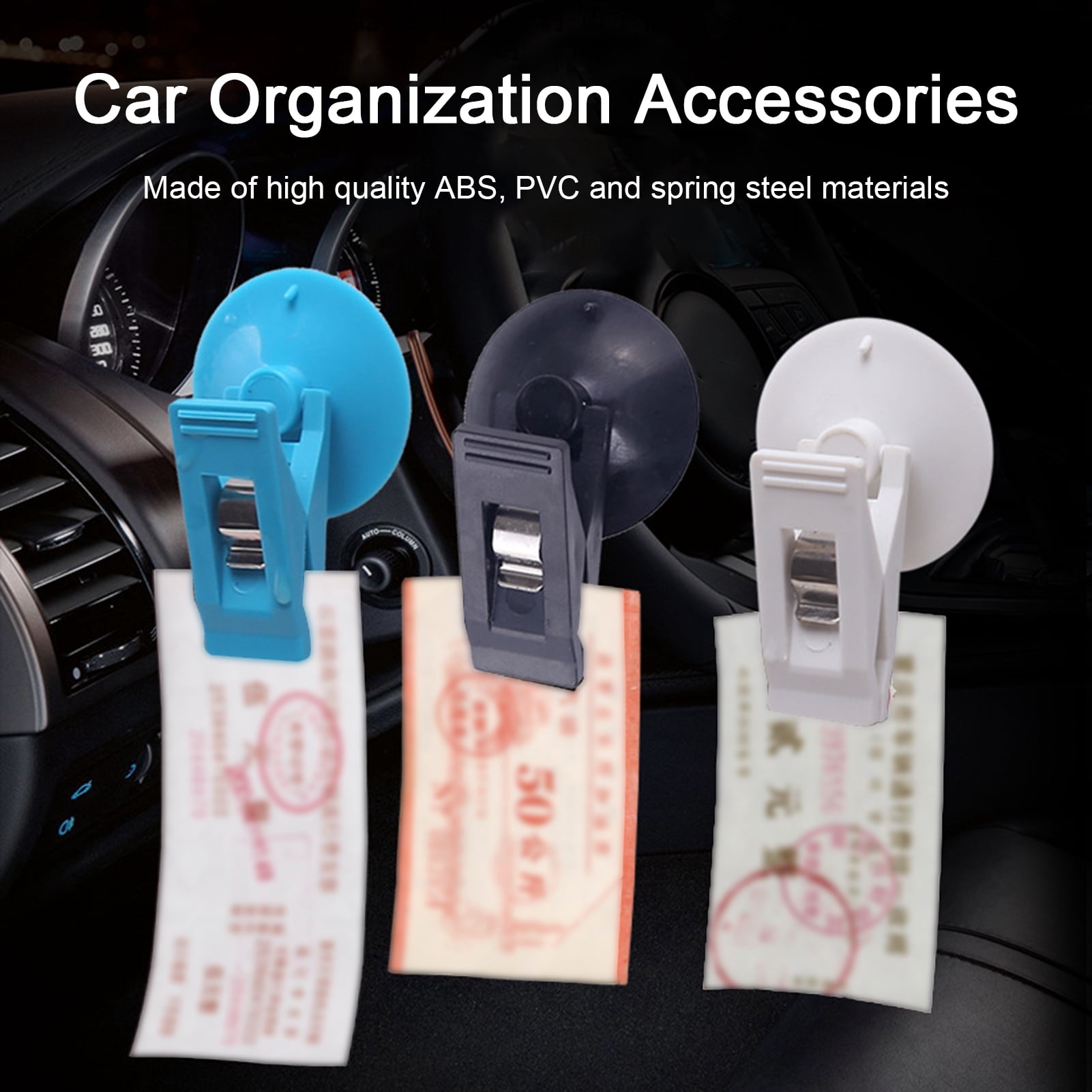 Fairnull 1 Pair Car Suction Cup Clips Convenient Keep Your Cards And ...