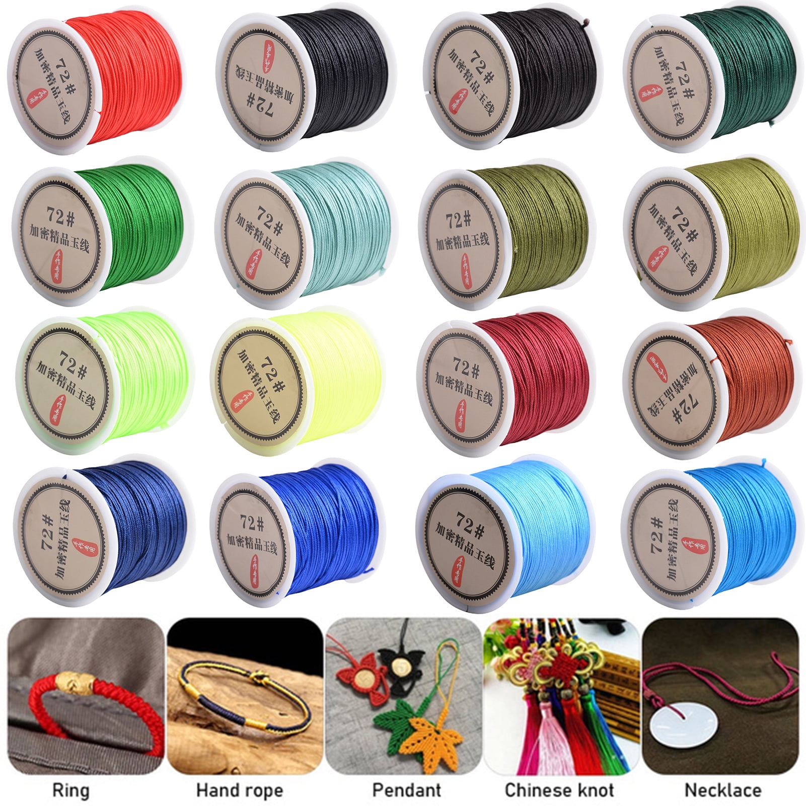 Fairnull 1 Roll 0.8mm Waxed Cord Vibrant Color Easy for Weaving Acrylic ...