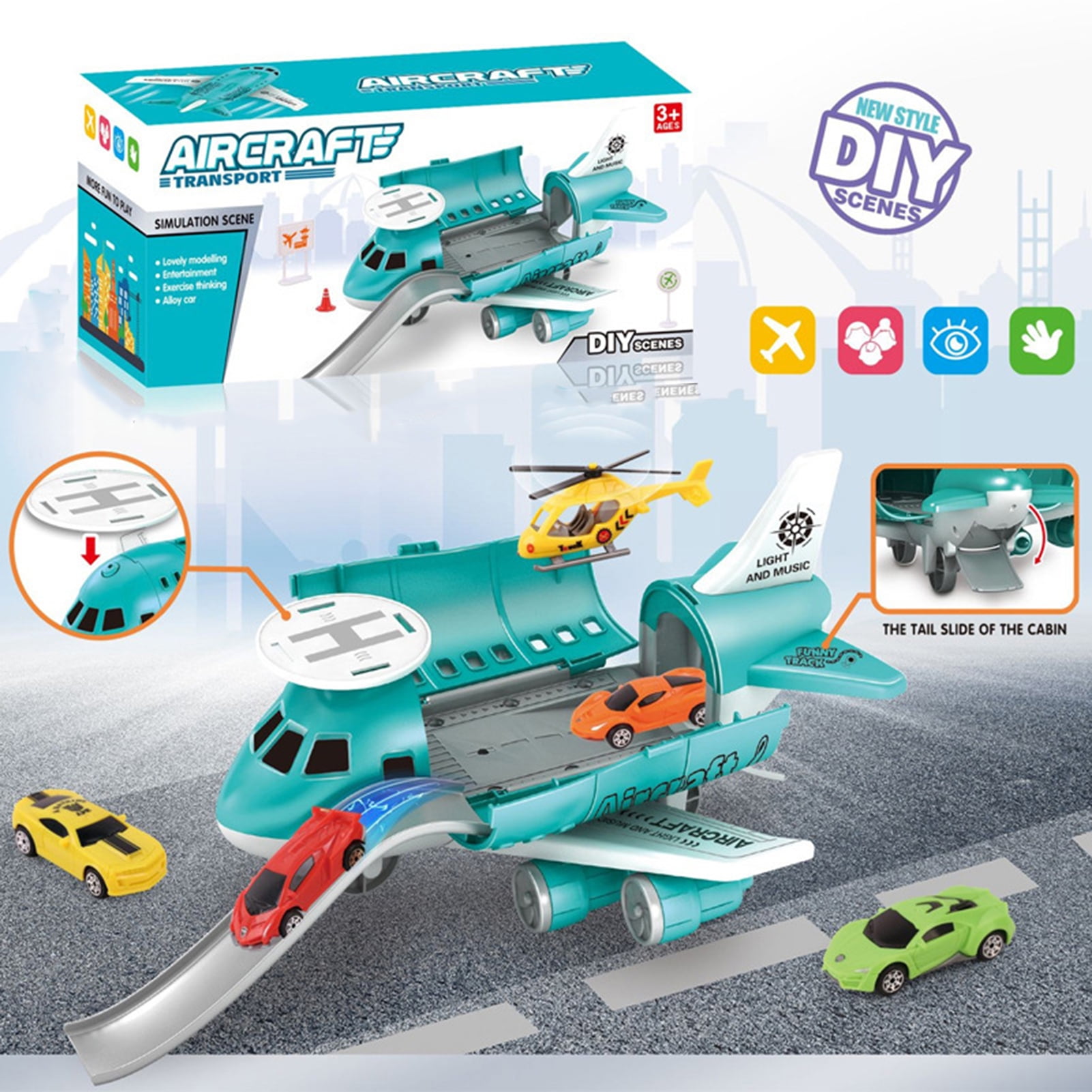 Fairnull 1 Set Aircraft Vehicle Toy Miniature Scale Engineering Car ...