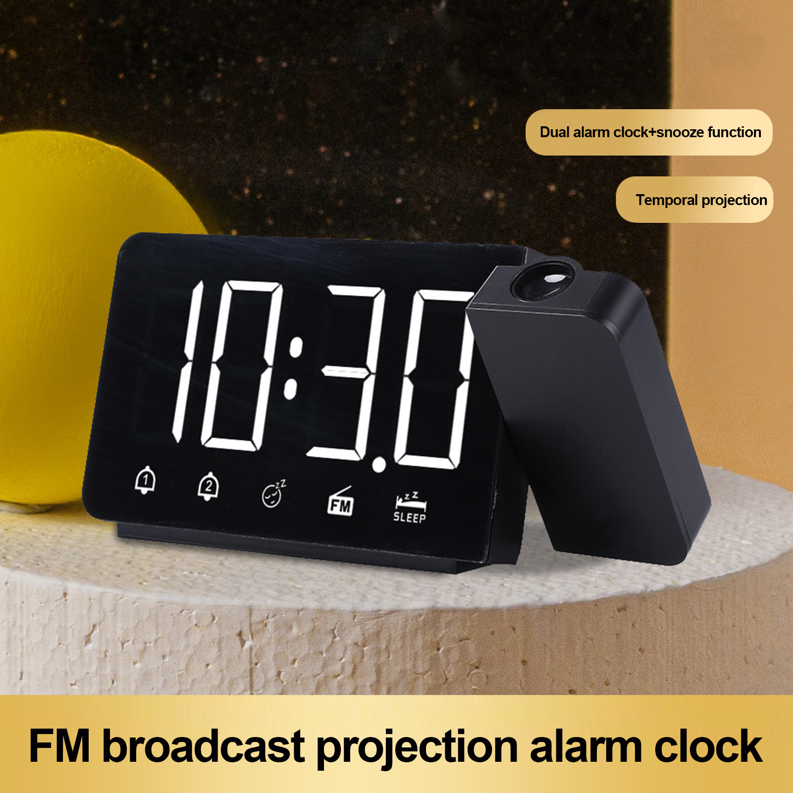 Fairnull 1 Set Alarm Clock Large Screen Time Display 12HR/24HR FM ...