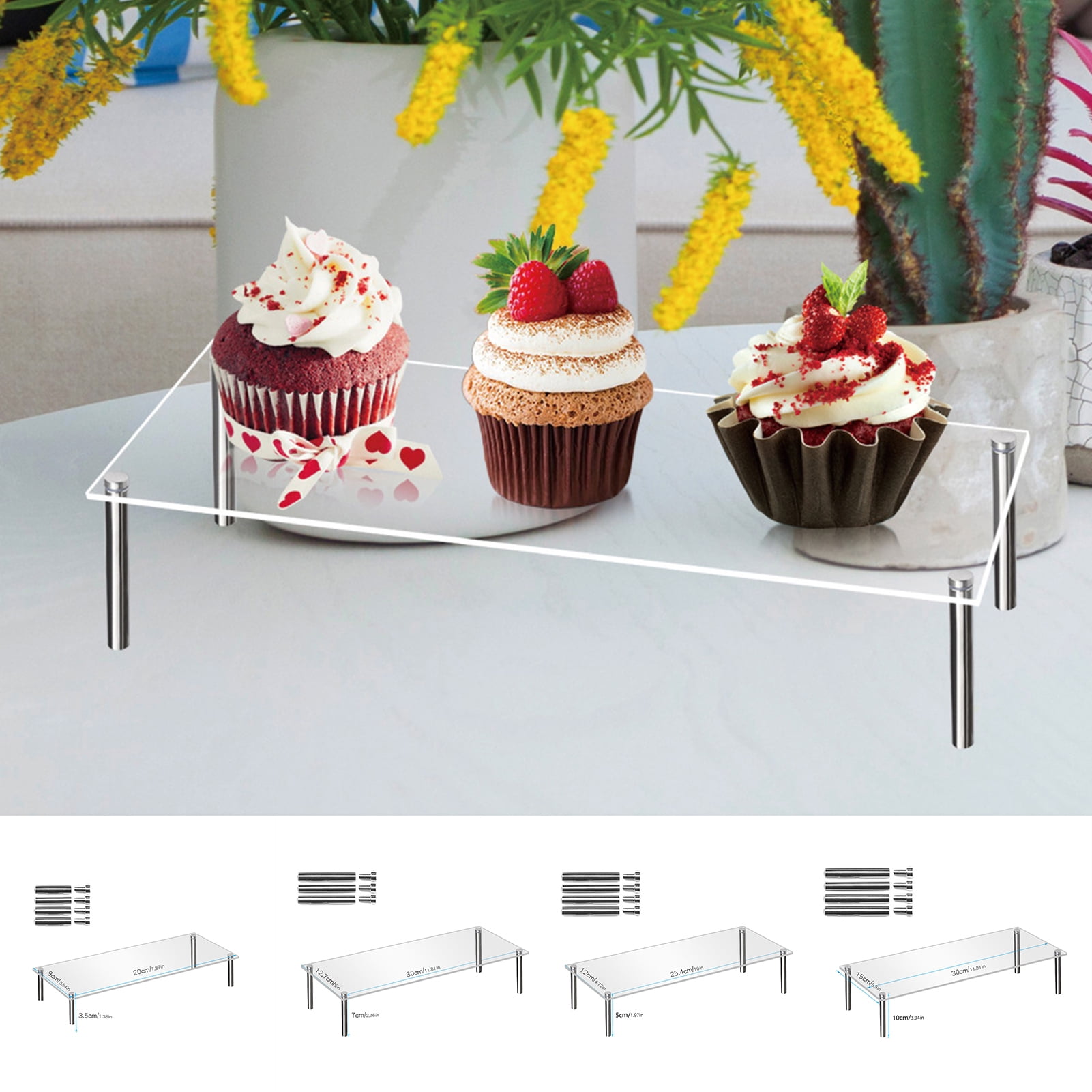 Fairnull 1 Set Birthday Cake Stand Transparent Rectangular Multipurpose ...