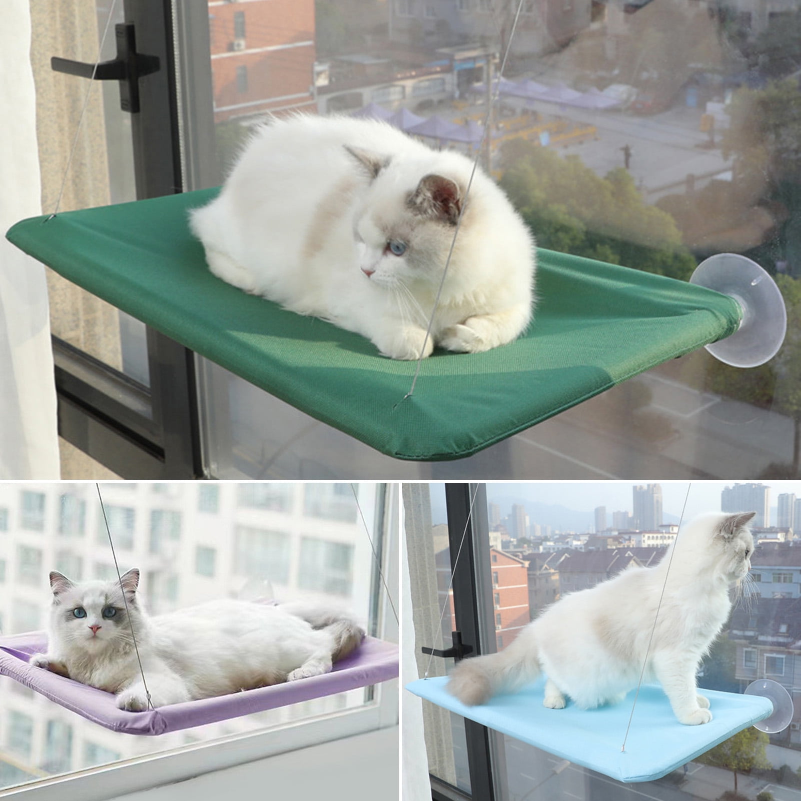 Fairnull 1 Set Cat Hammock Easy to Install Suction Cup Cat Window Perch ...