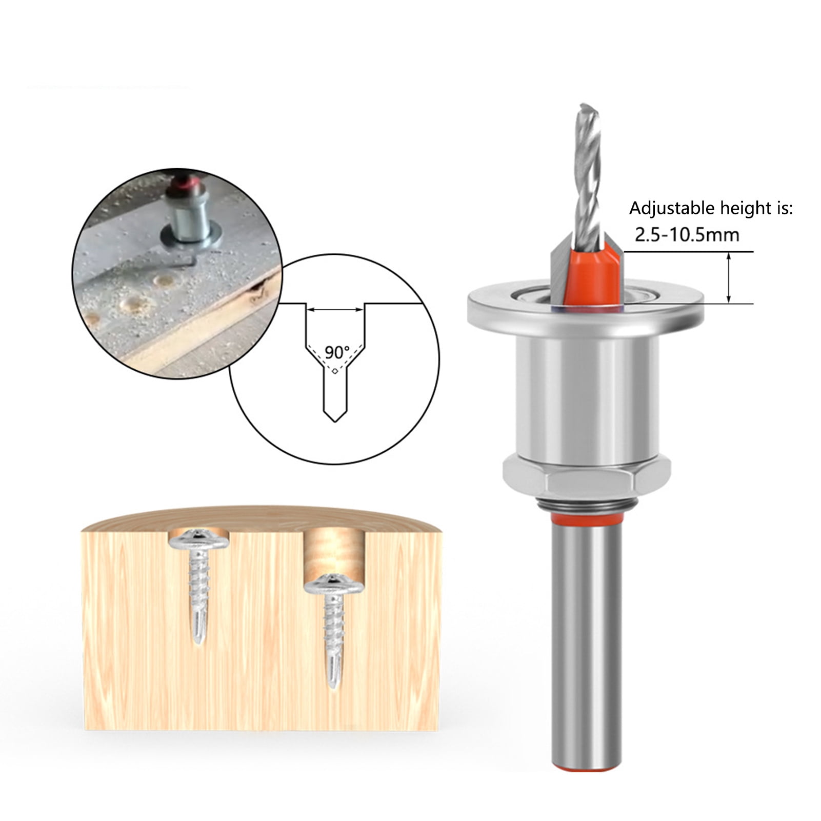 Fairnull 1 Set Countersink Drill Bit Conventional Round Design Alloy ...