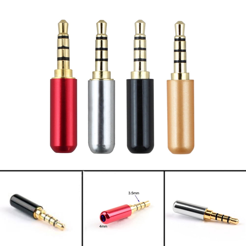 Fairnull 1Pc 3.5mm 4 Pole Gold Plated Solder Audio Jack Plug Connector ...