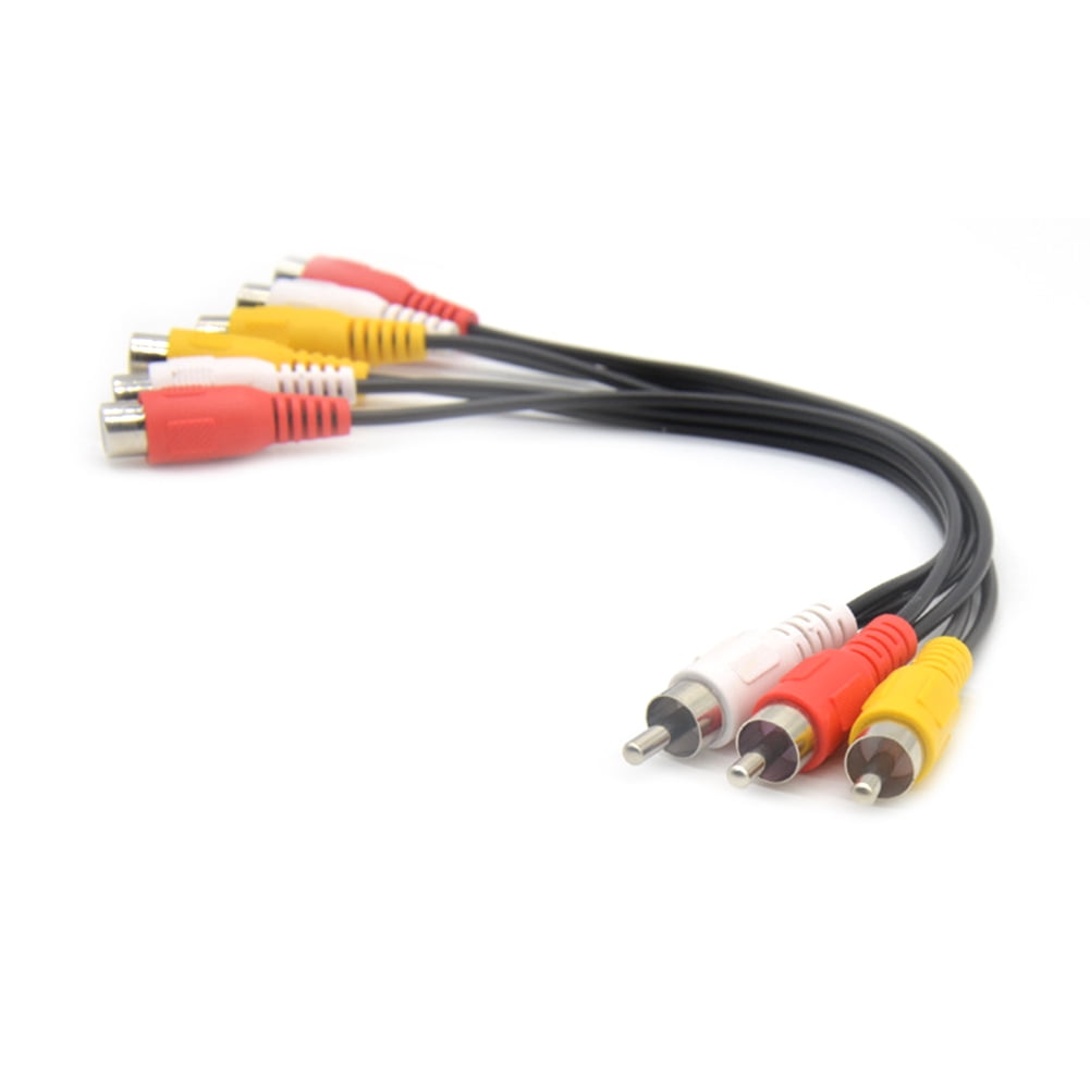 Fairnull 1Pc 3 RCA Male to 6 RCA Female Splitter Cord DVD AV Audio ...