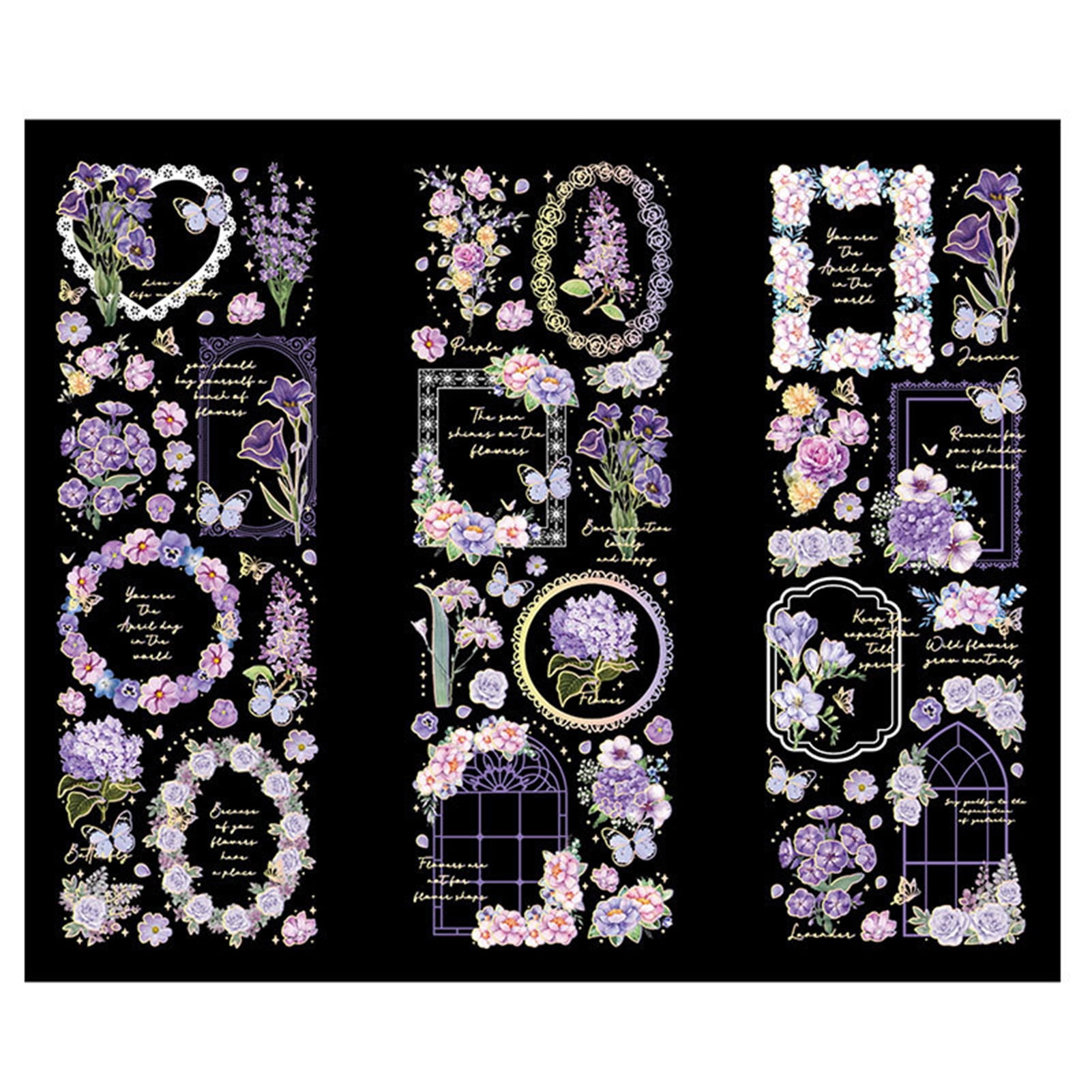 Fairnull 2 Packs Self-adhesive Rich Patterns Stationery Sticker Clear ...