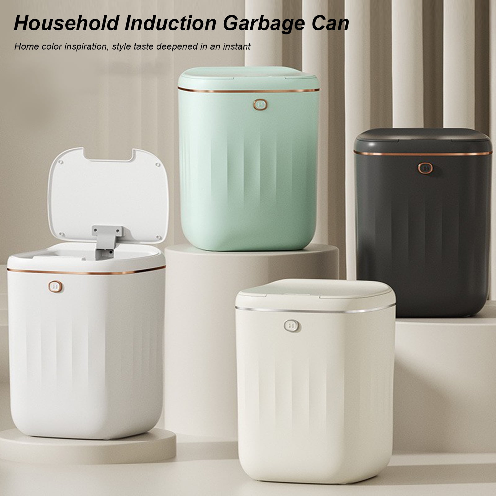 Fairnull 20L Smart Automatic Trash Can with Lid Waterproof Electric ...