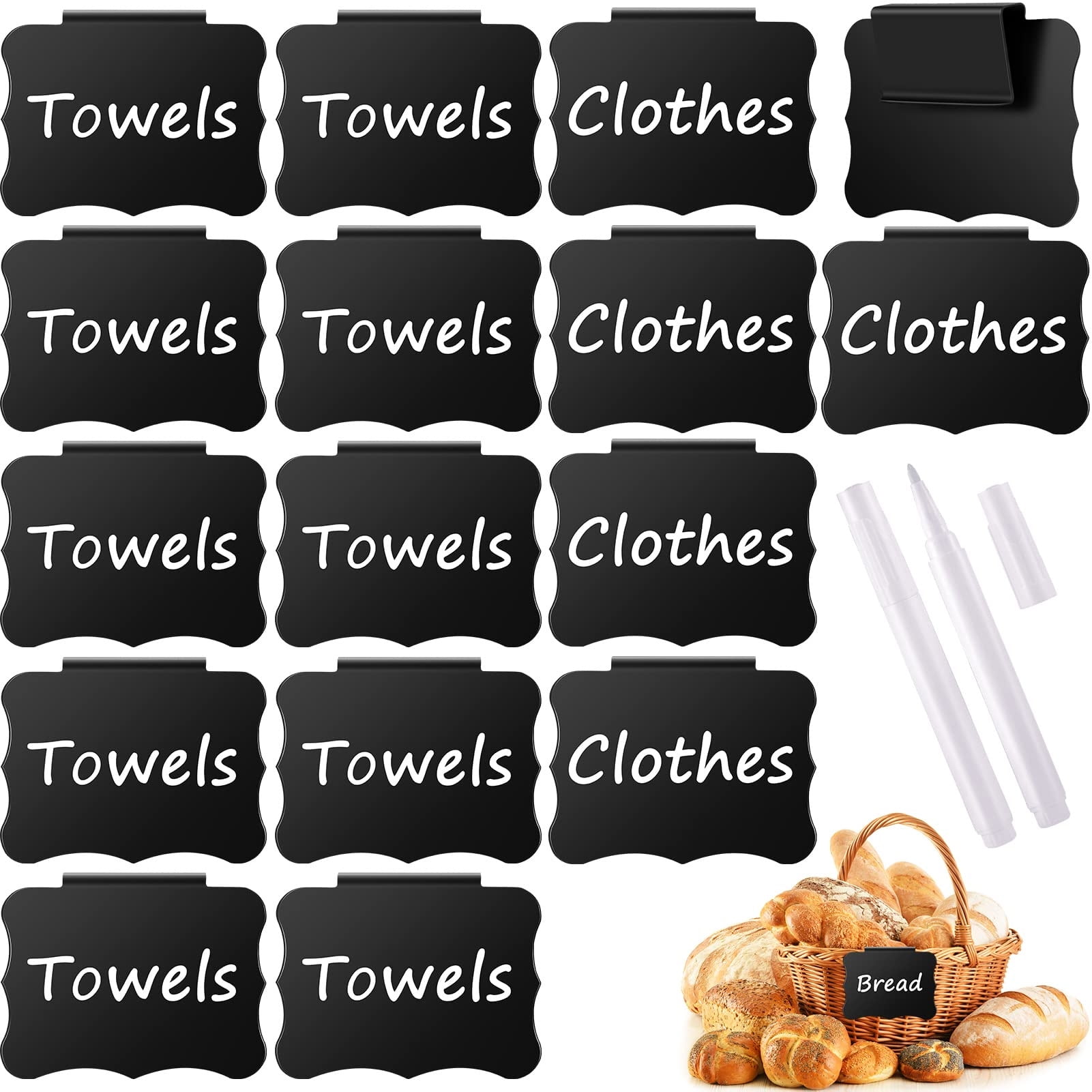 Fairnull 20Pcs Label Holder Smooth Writing Wipeable Basket Bin Label ...