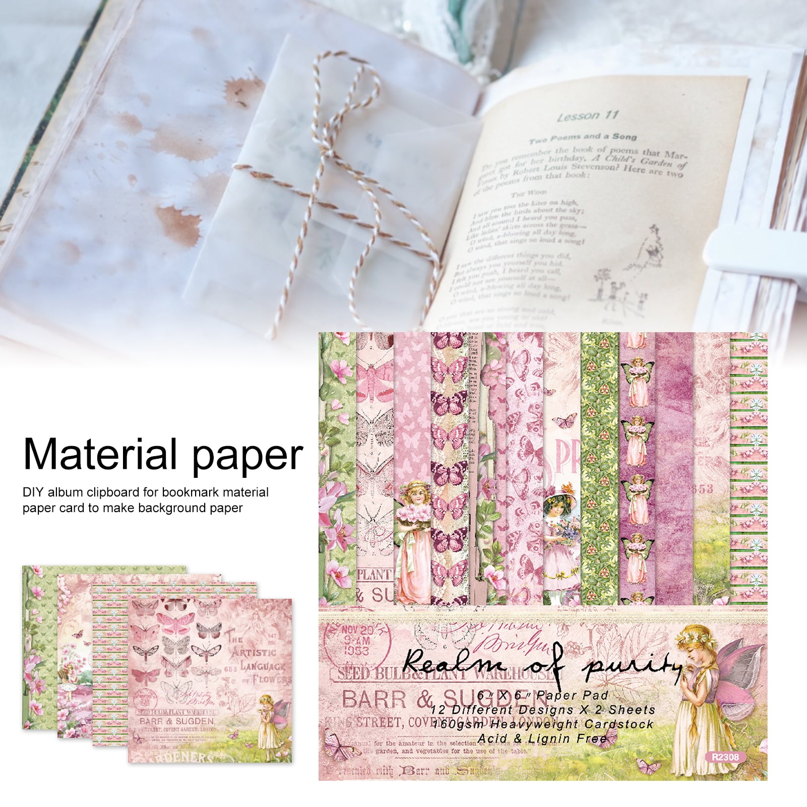Fairnull 24 Sheets DIY Scrapbook Paper Clear Printing Easy to Cut 6 ...