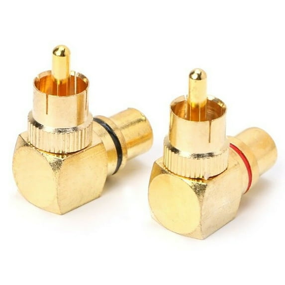 Fairnull 2Pcs RCA Right Angle Male to Female Gold Plated Connector 90 ...