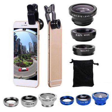 3 in 1 Universal Phone lens kit, Fish Eye Lens + Wide-Angle Lens ...