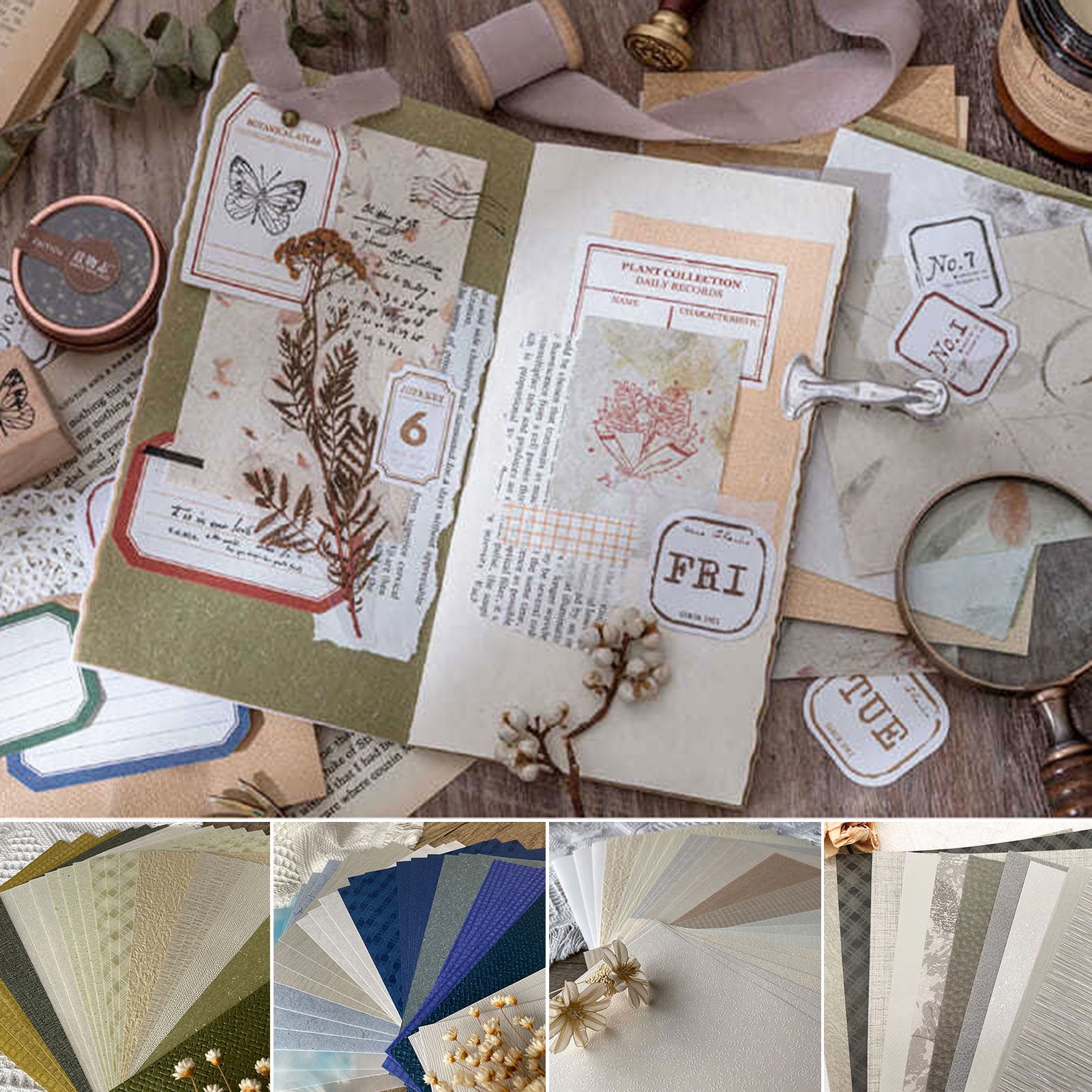 Fairnull 30Pcs/Set A5 Scrapbook Paper Vintage Textured Assorted ...