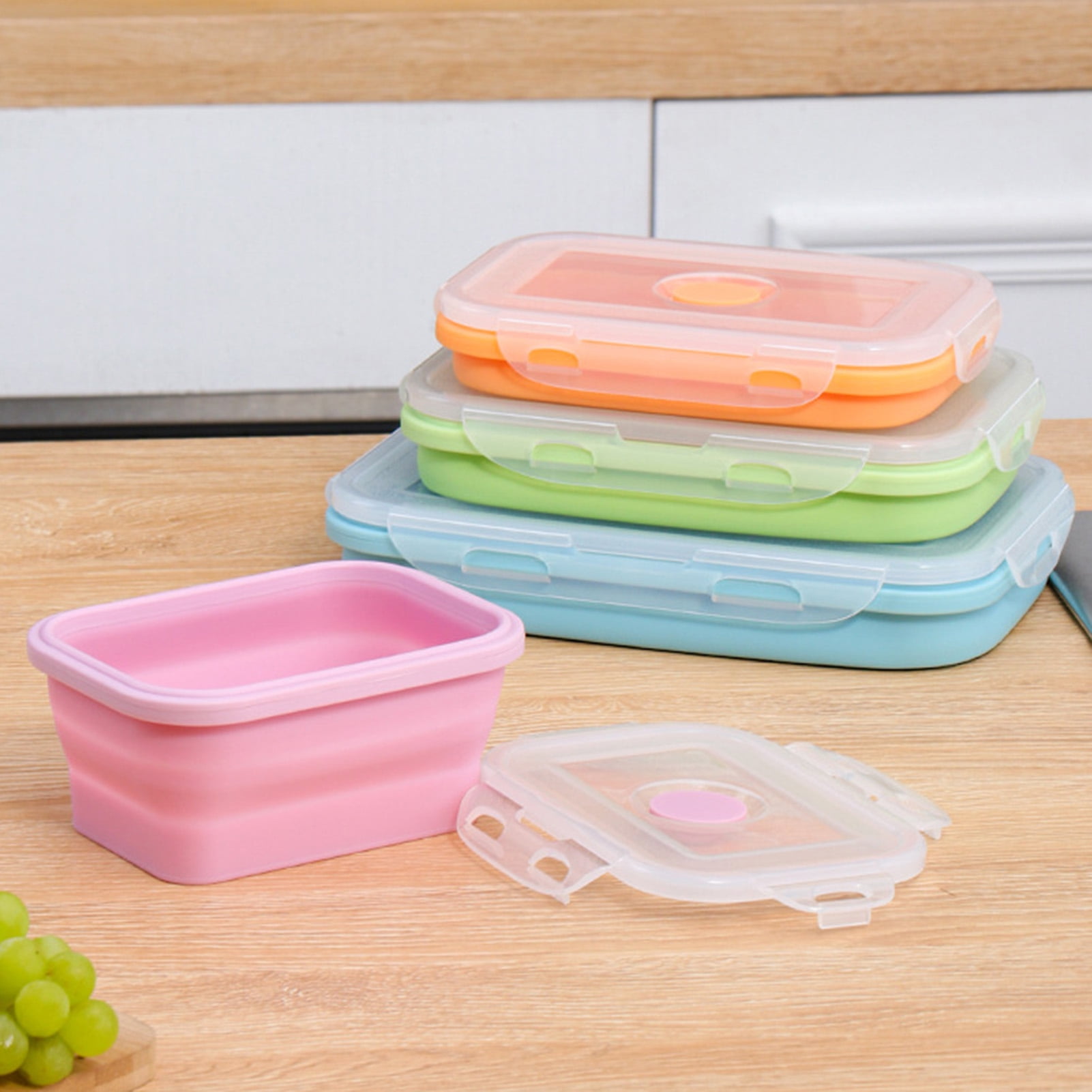 Fairnull 350ML/800ML Silicone Folding Lunch Box Portable Lightweight ...