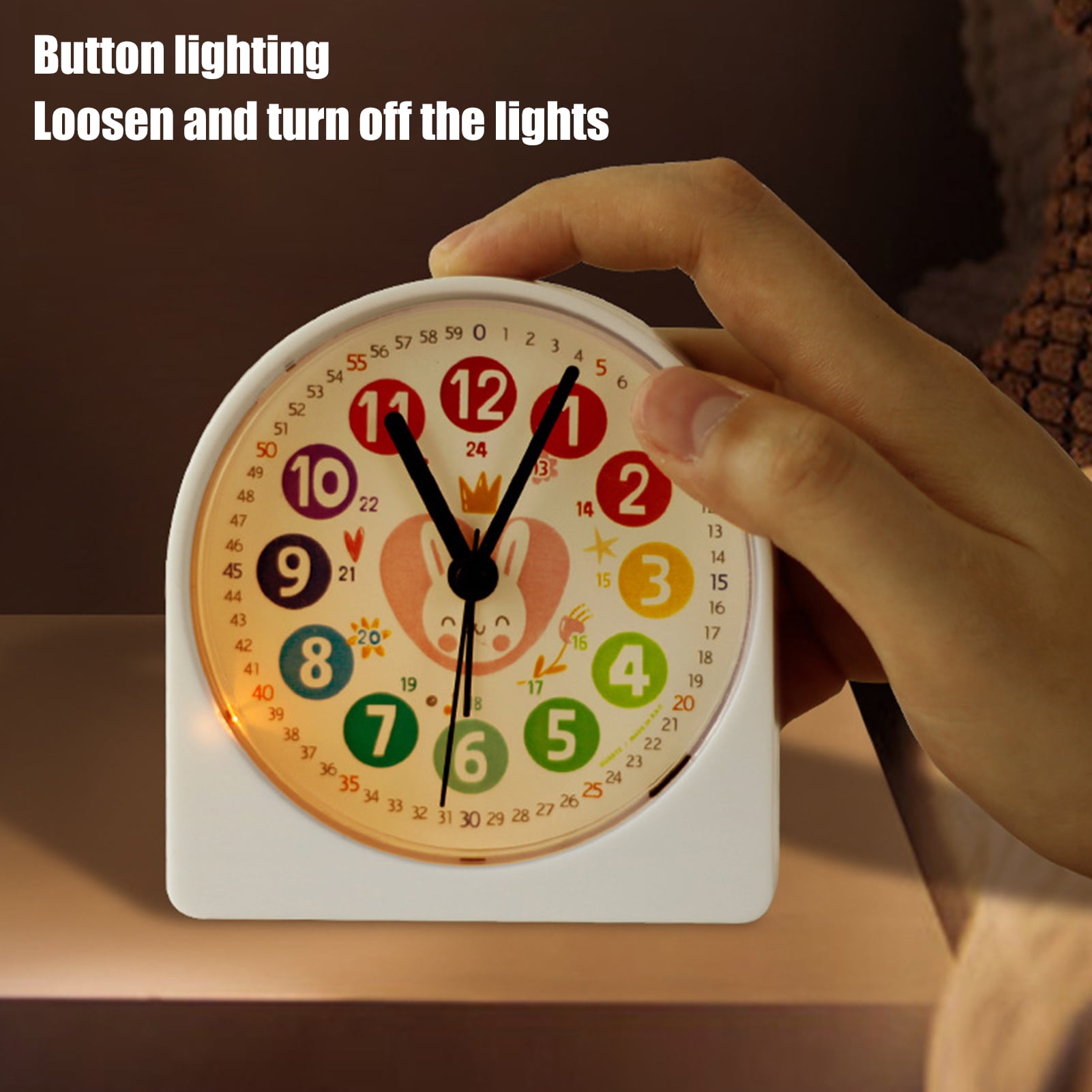 Fairnull 4 Inches Alarm Clock with Light Glow in The Dark Large Screen ...