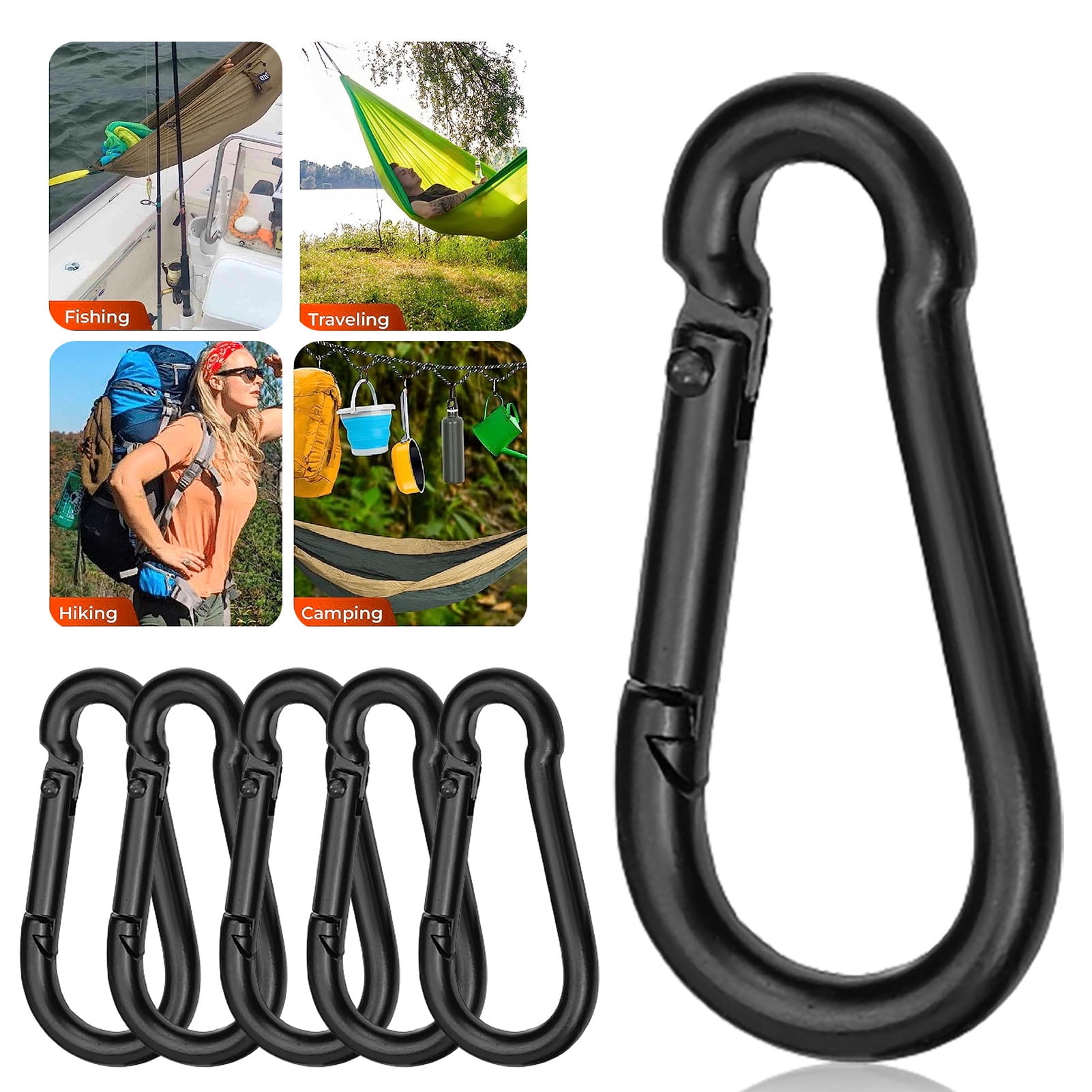 Fairnull 5Pcs Climbing Carabiners Strong Load-bearing Solid ...