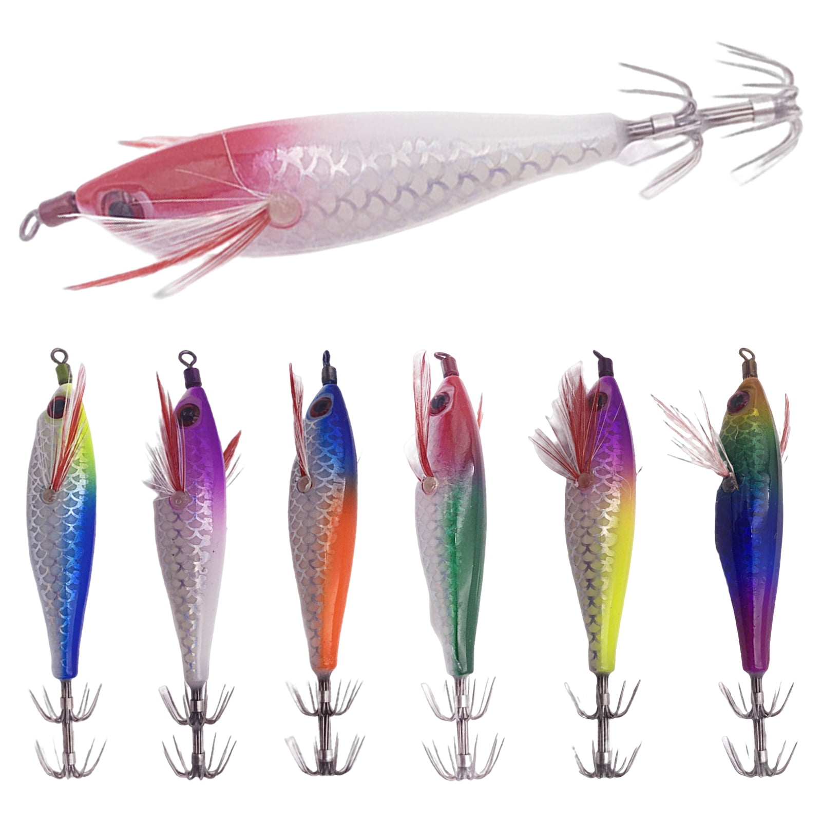 Fairnull 5g/8cm Wood Shrimp Bait Luminous Realistic Fish Eye Sharp Hook Vivid Bright Color ...