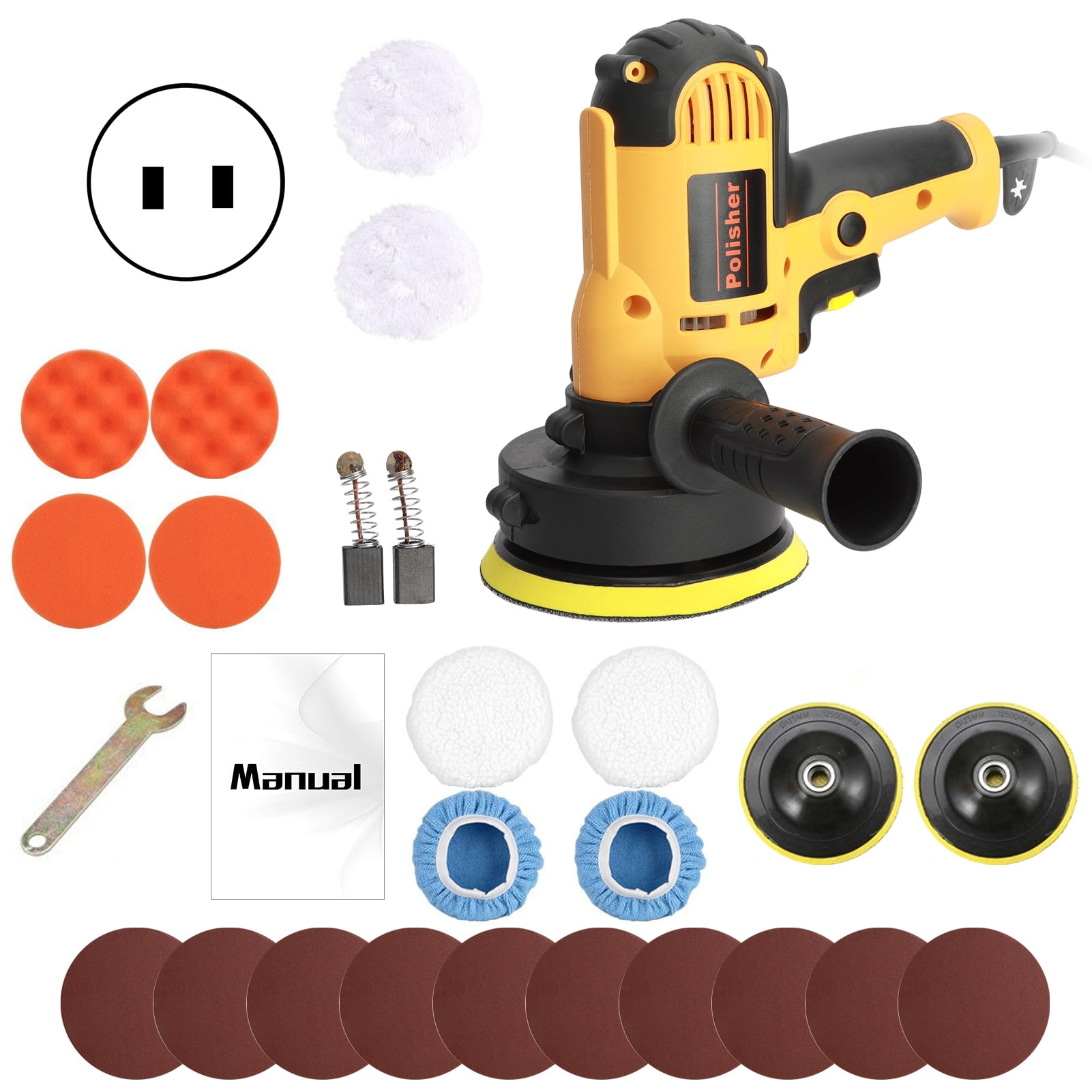 Fairnull 700W Adjustable Speed Car Electric Polisher Auxiliary Handle ...