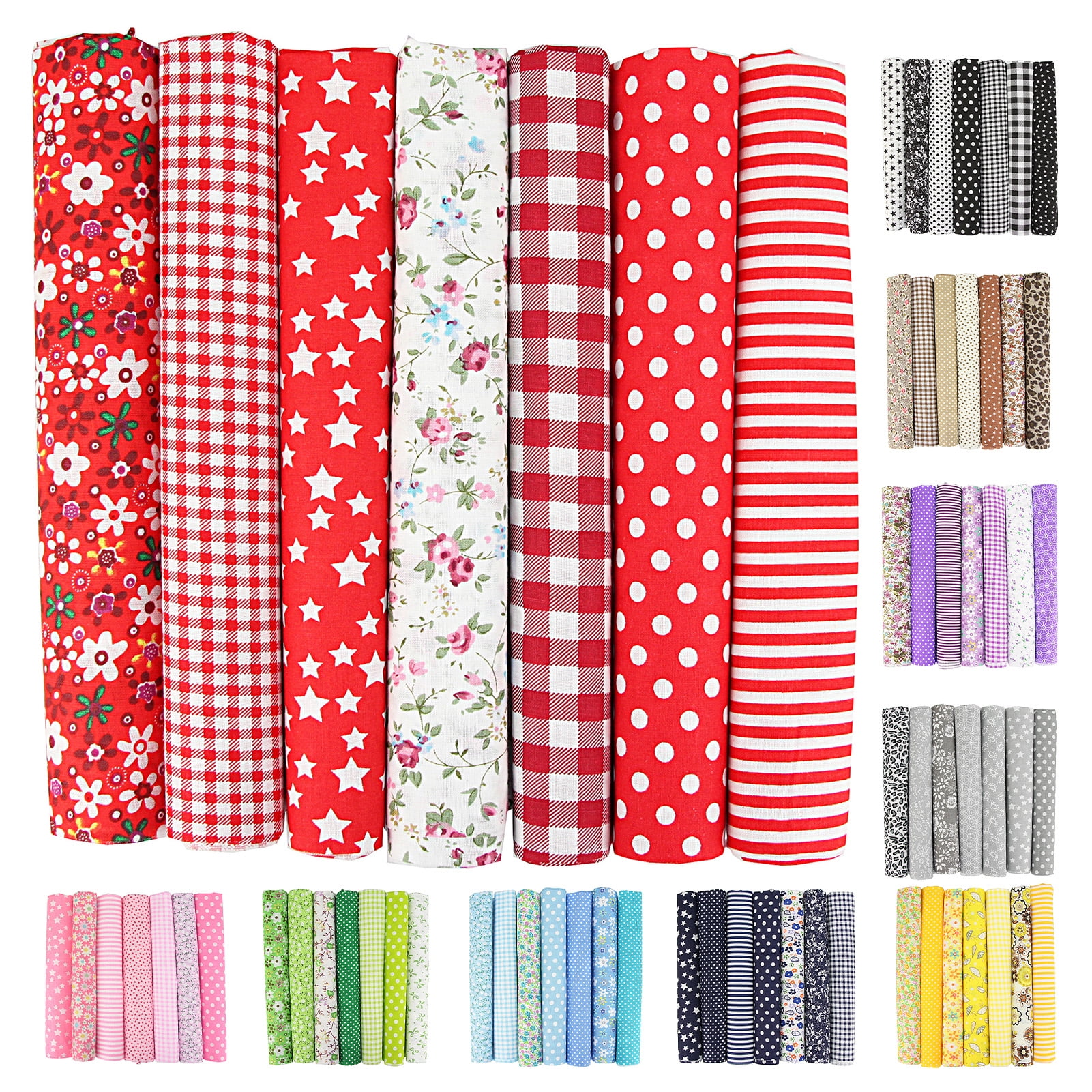 Fairnull 7Pcs/Set DIY Bright-colored Patchwork Cloth Cotton Beautiful ...