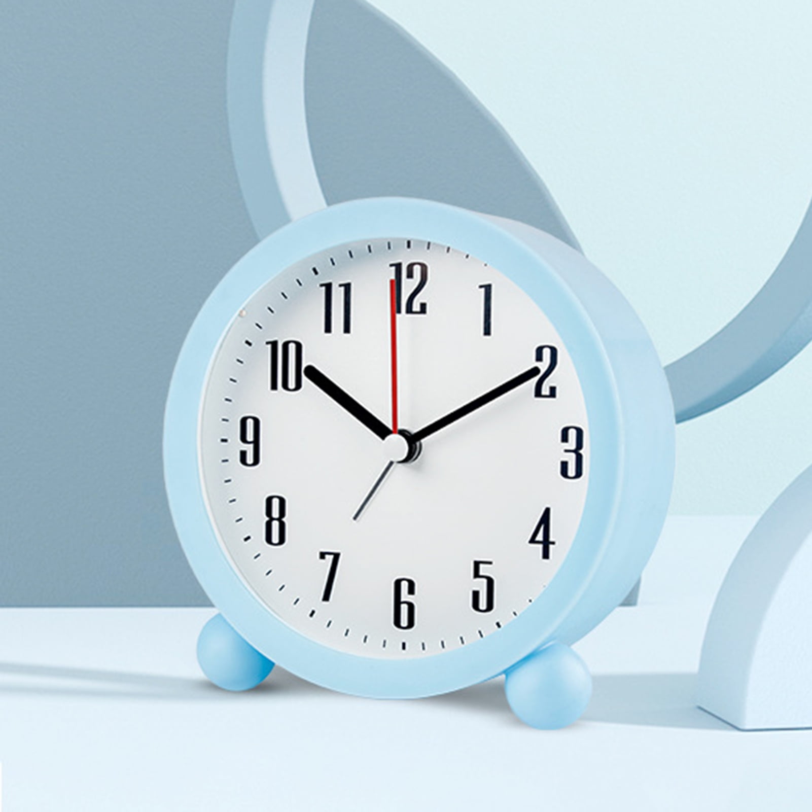 Fairnull Alarm Clock with Night Light Quiet Small Round Easy Set ...