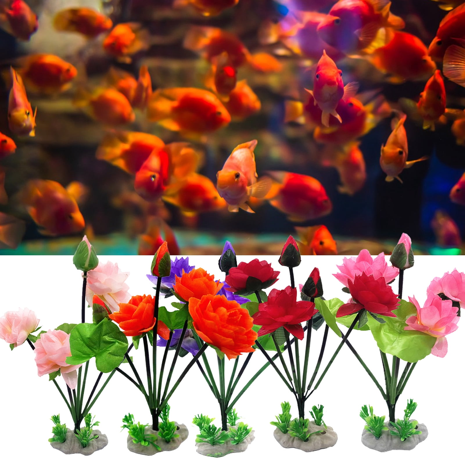 Fairnull Aquarium Artificial Lotus Flowers Fish Tank Water Lily ...