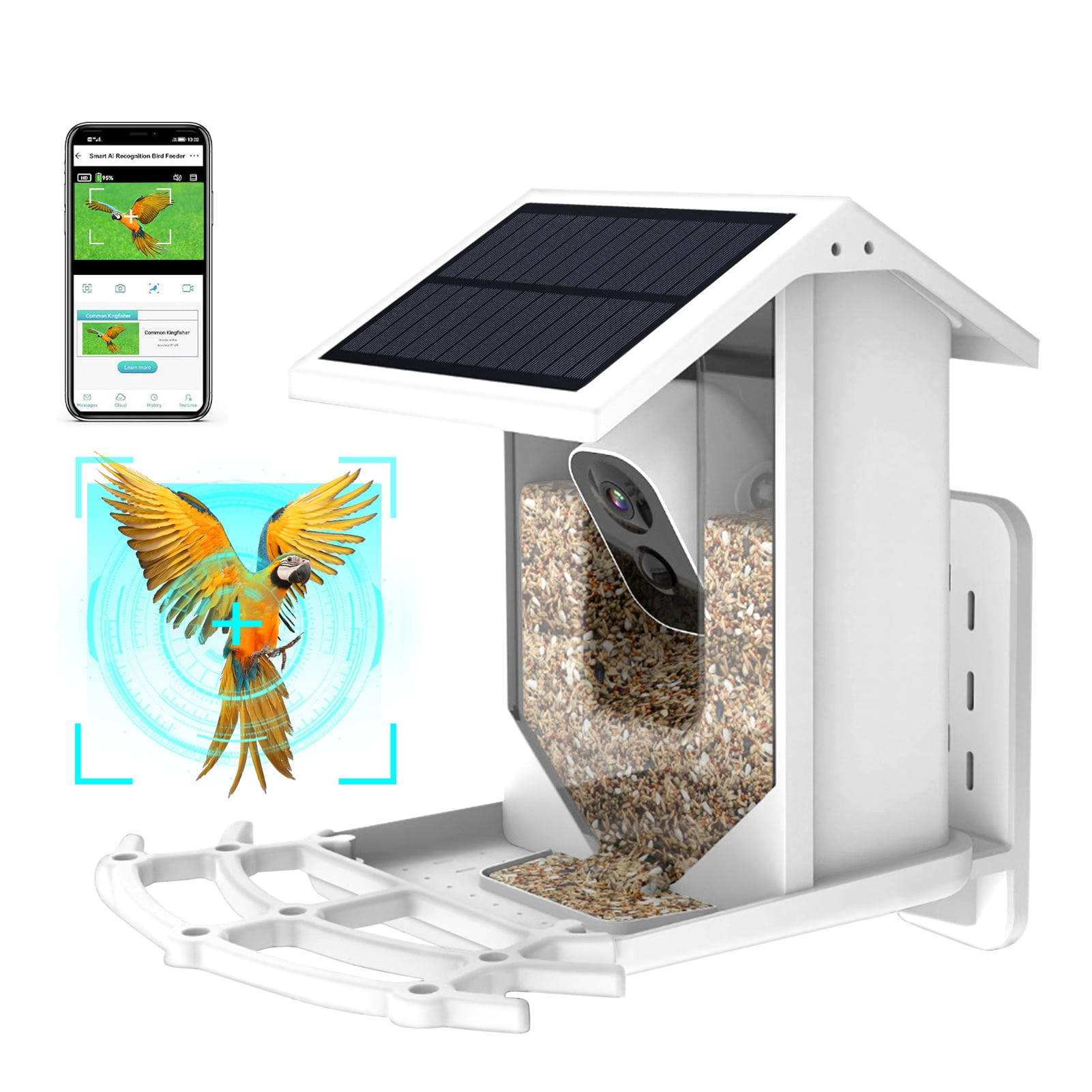 Fairnull Automatic Bird Feeder with Camera,2.5L Wireless Smart Bird ...