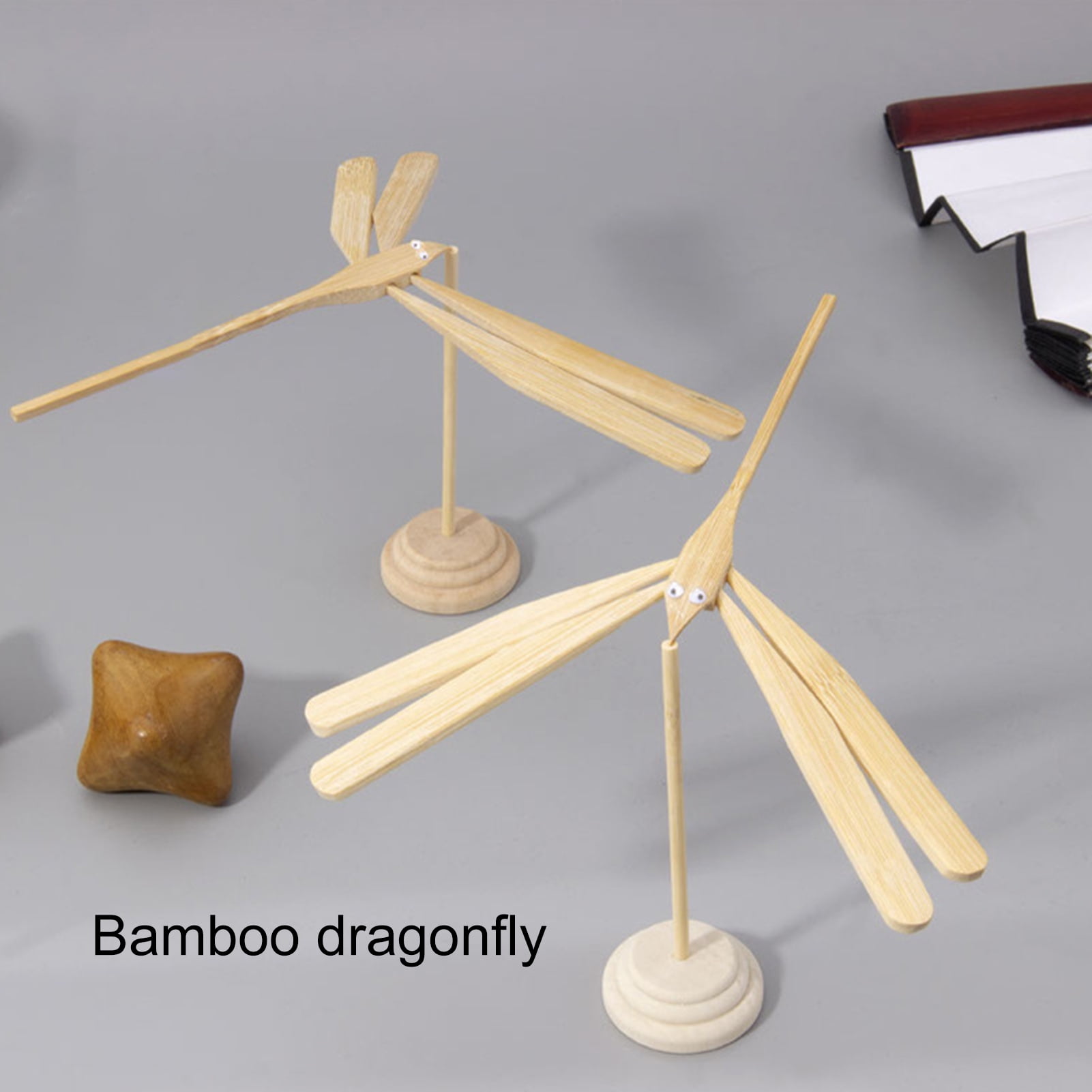Fairnull Bamboo Dragonfly Toy Thicken Wooden Base Handmade Unfinished ...