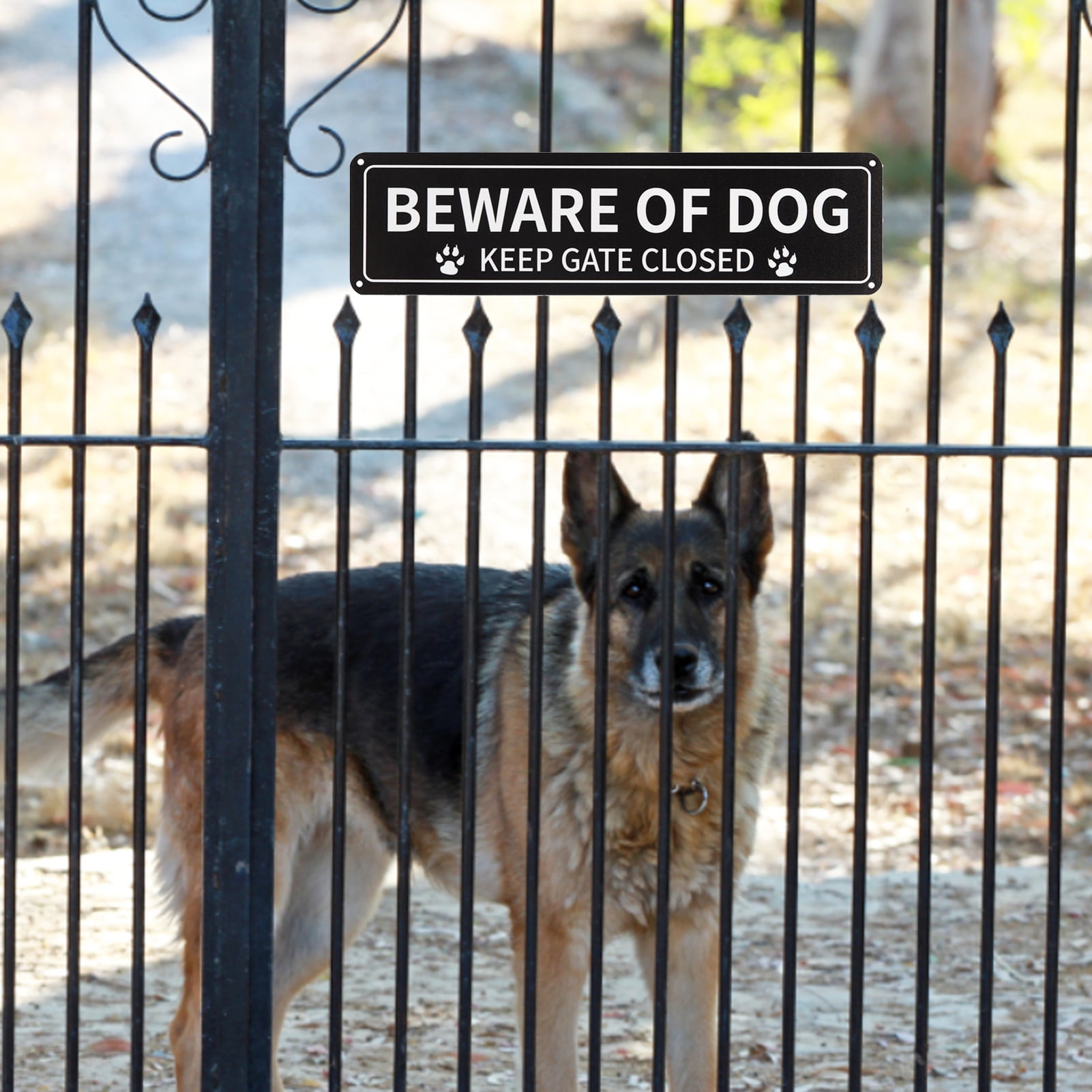 Fairnull Beware of Dog Sign Paw Print Keep Gate Closed Sign Durable ...