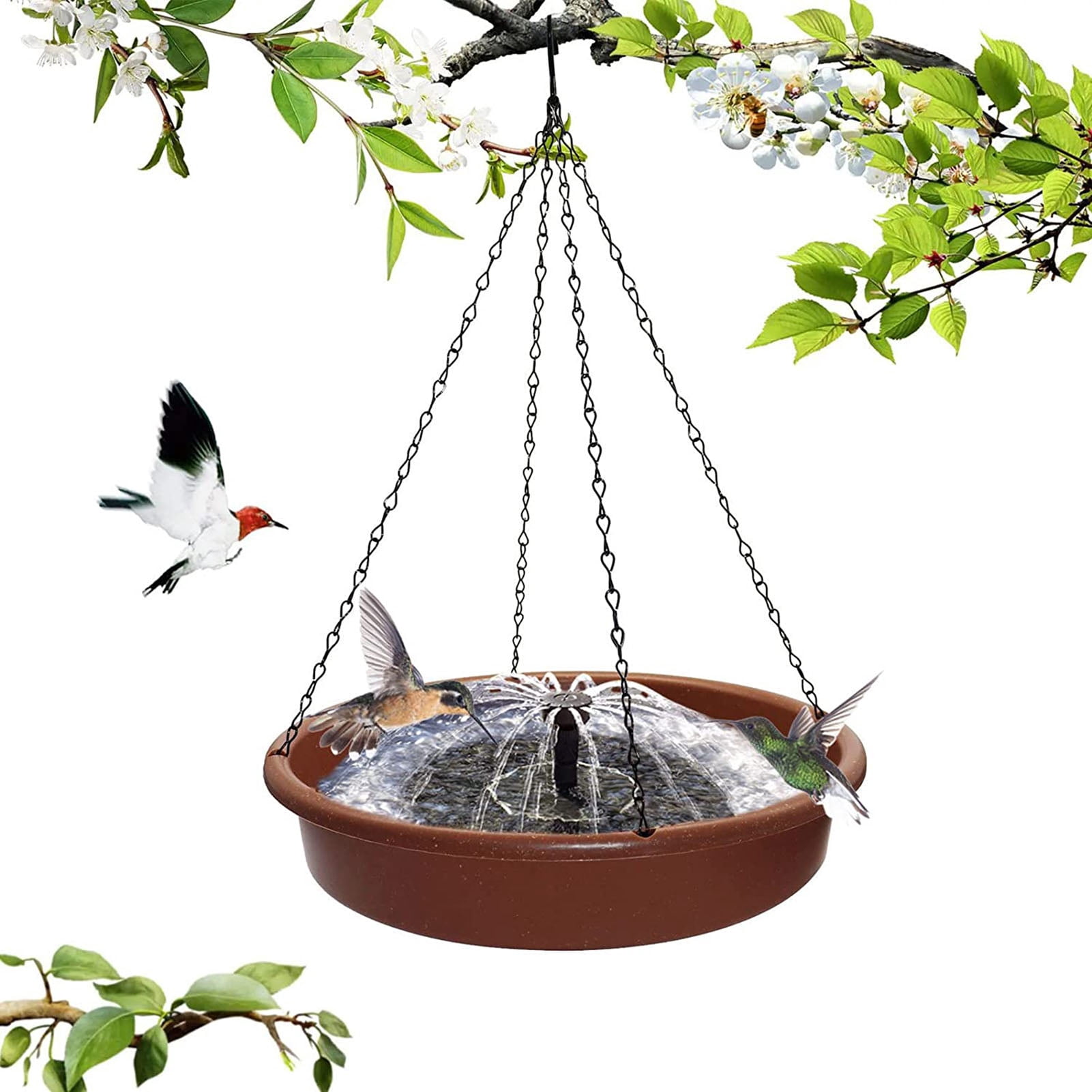 Fairnull Bird Feeder Solar Powered Automatic Work S-shaped Hook Plastic ...