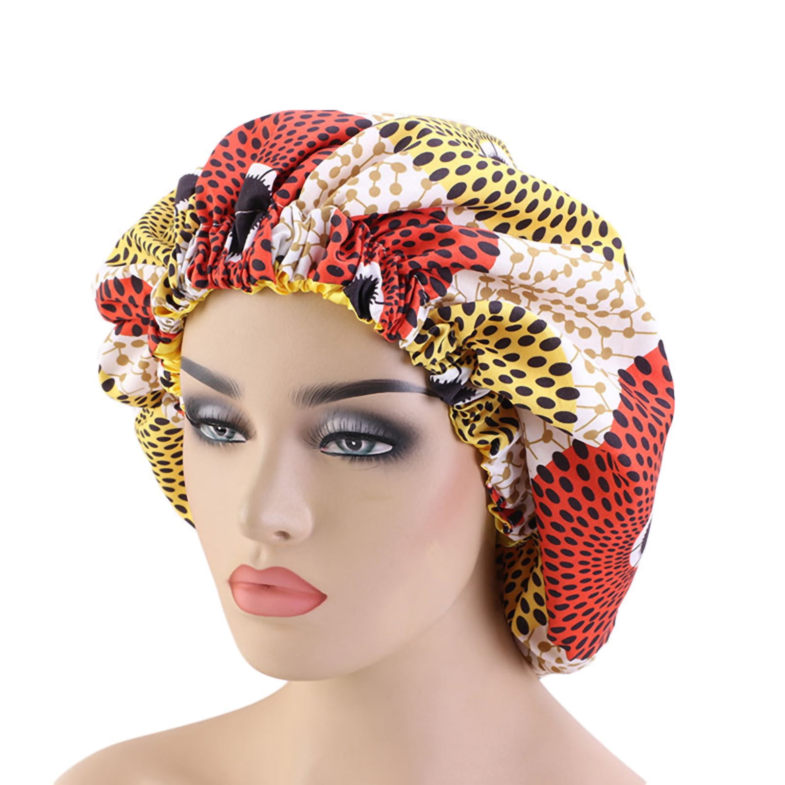 Fairnull Bonnet Cap Floral Print African Style Satin Polyester ...