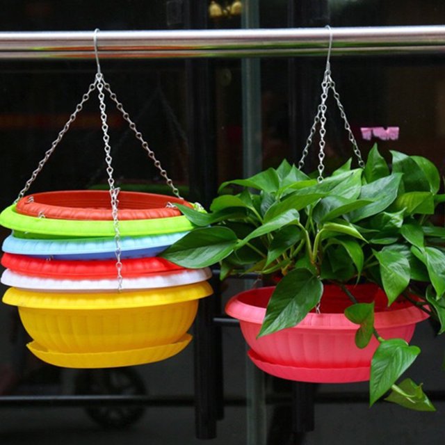Fairnull Breathable Hanging Flower Pot Triangular Design Plastic Smooth ...