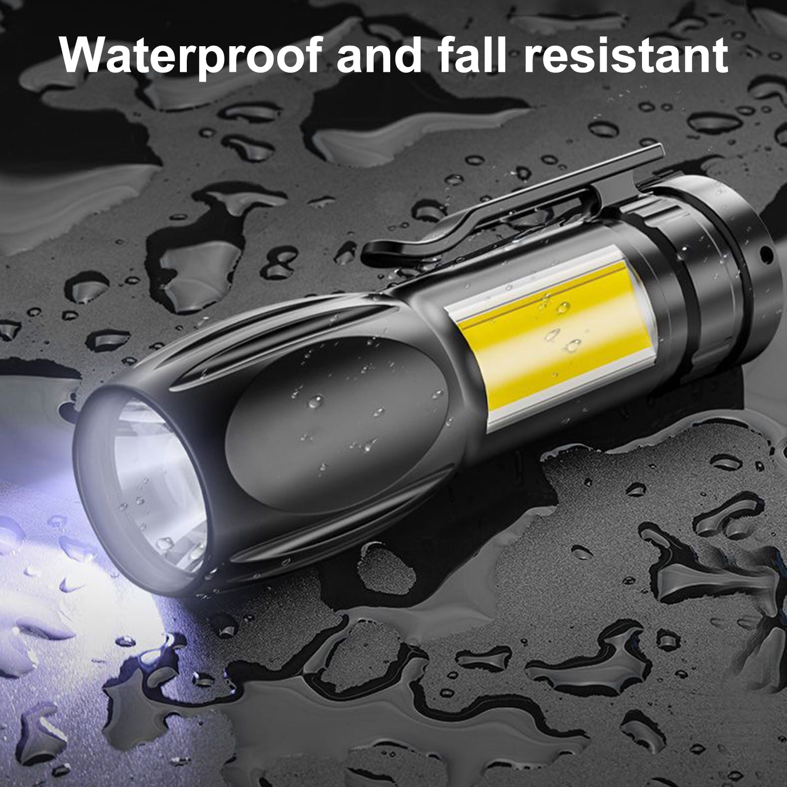 Fairnull Camping Flashlight IP44 Waterproof Rechargeable Long ...