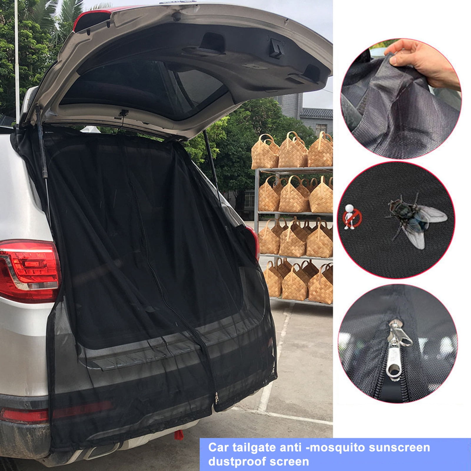 Fairnull Car Anti-Mosquito Screen Window with Double Zipper Sun ...