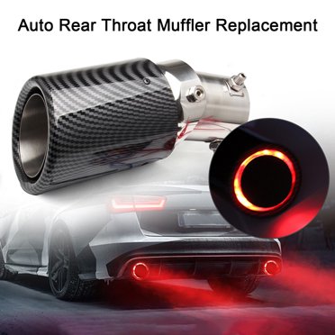 2.5'' 63mm Carbon Fiber Exhaust Tip with Red LED Light Stainless Steel ...