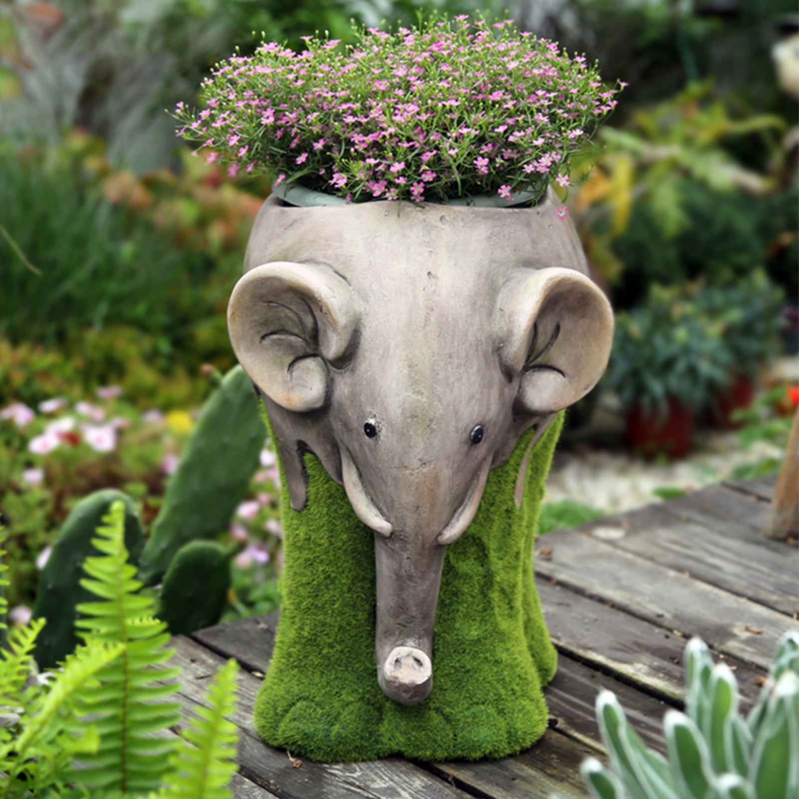 Fairnull Creative Plant Pot Large Capacity Resin Praying Elephant Big ...