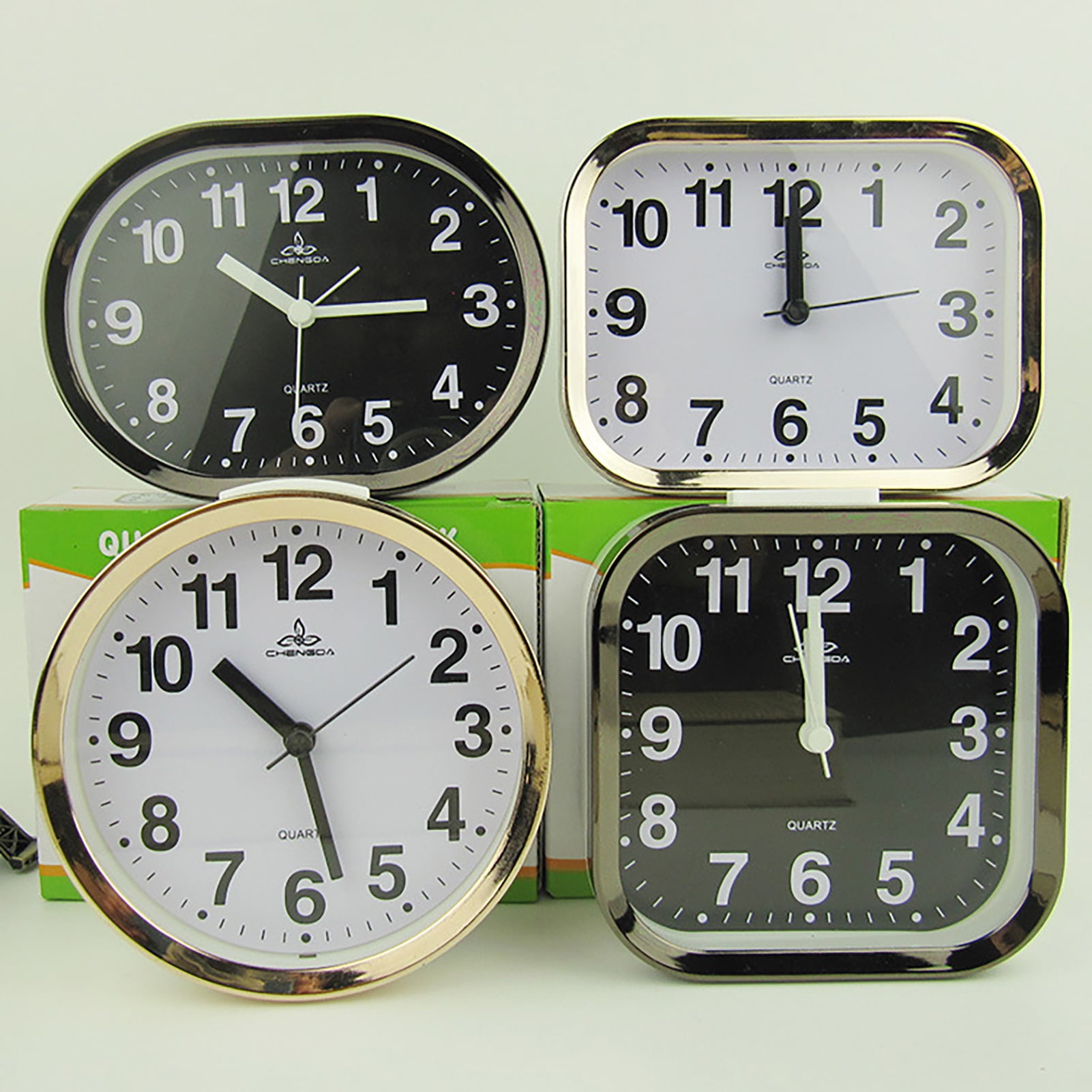 Fairnull Desk Clock Electroplating Frame Timekeeping 4 Different Shapes ...
